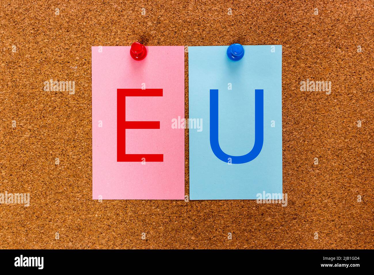 2 letters keyword EU (The European Union) on stickers attached to a ...