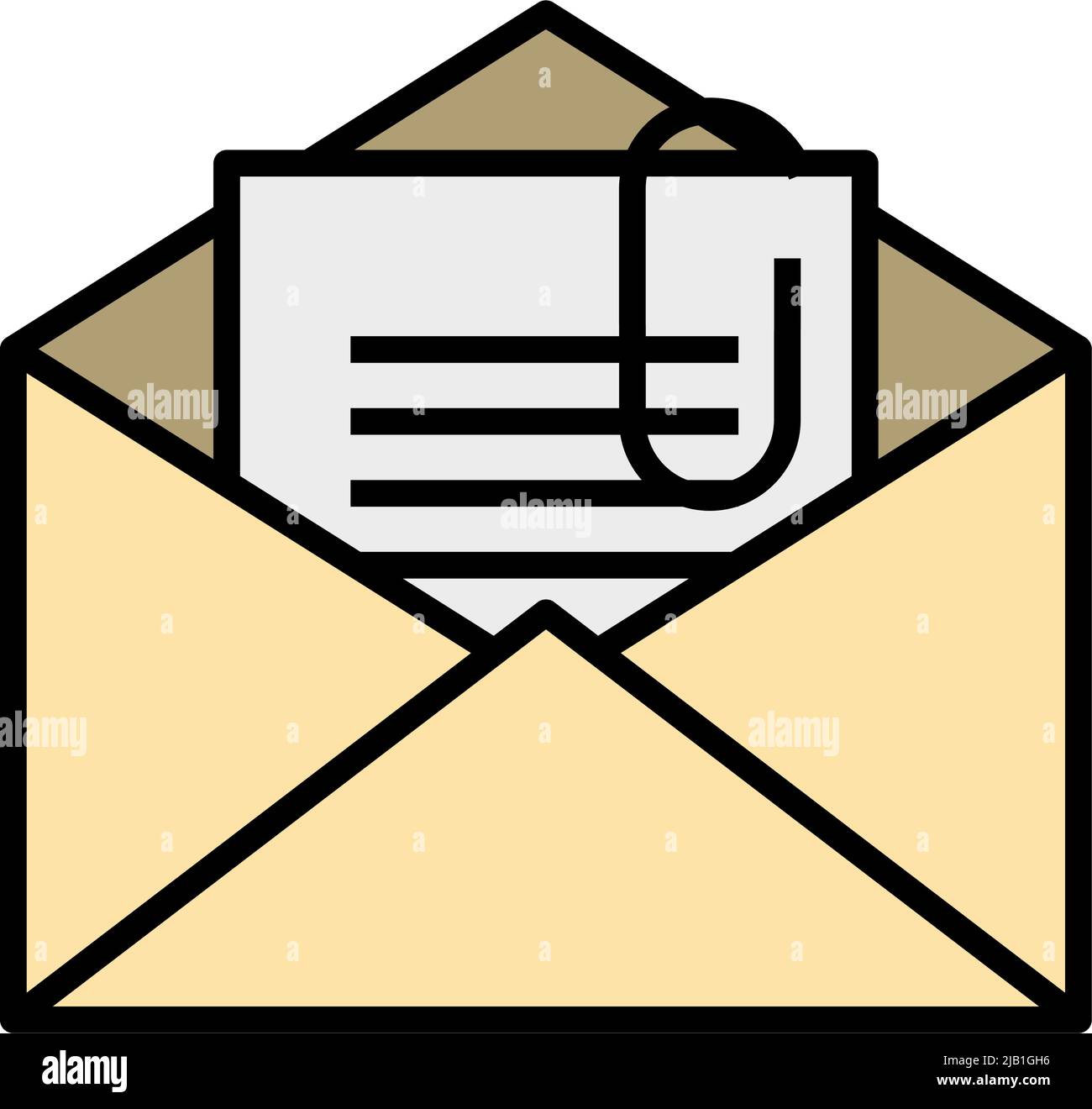 Mail With Attachment Icon. Editable Bold Outline With Color Fill Design ...