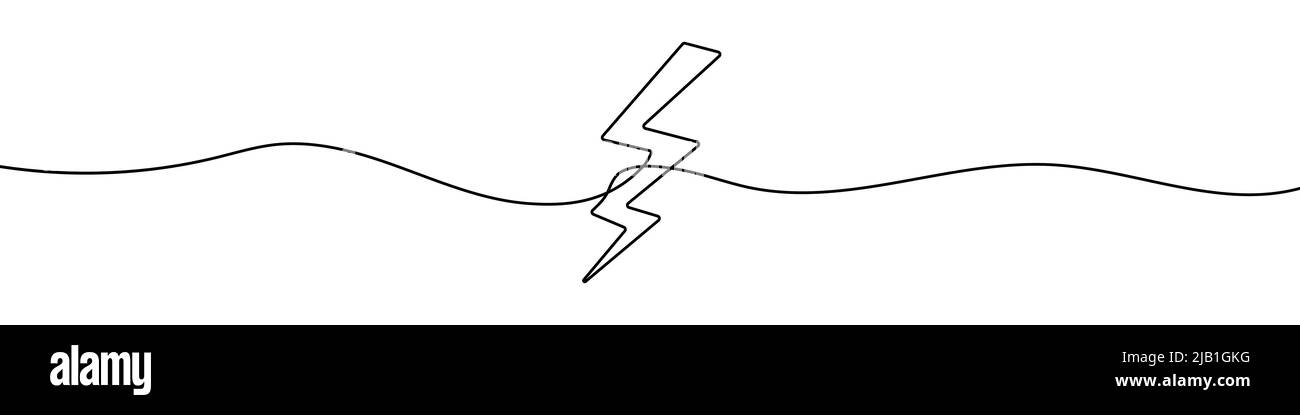 Continuous line drawing of lightning. Lightning line icon. One line ...