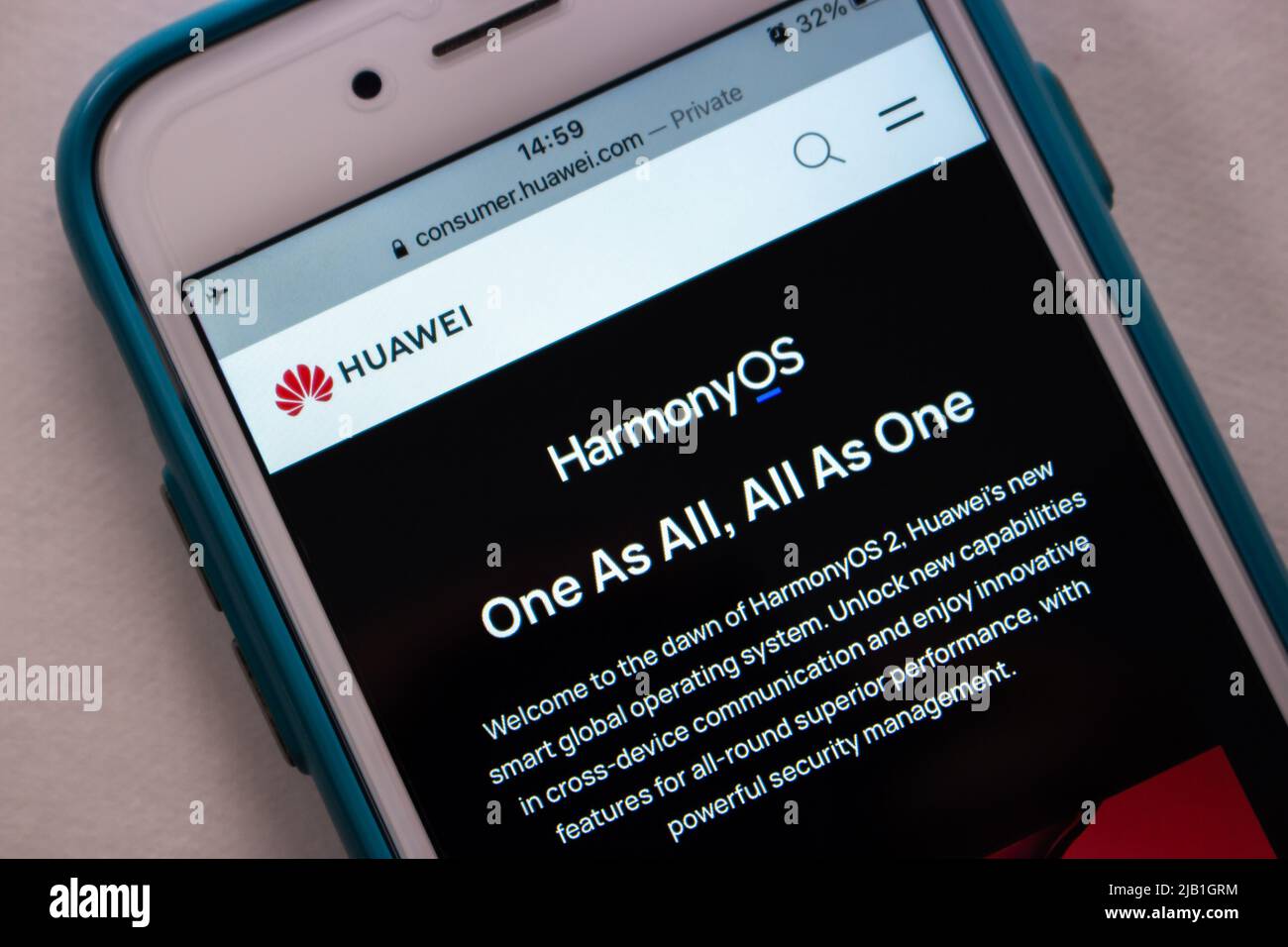 Kumamoto, JAPAN - Jun 7 2021 : HarmonyOS logo in Huawei website on ...