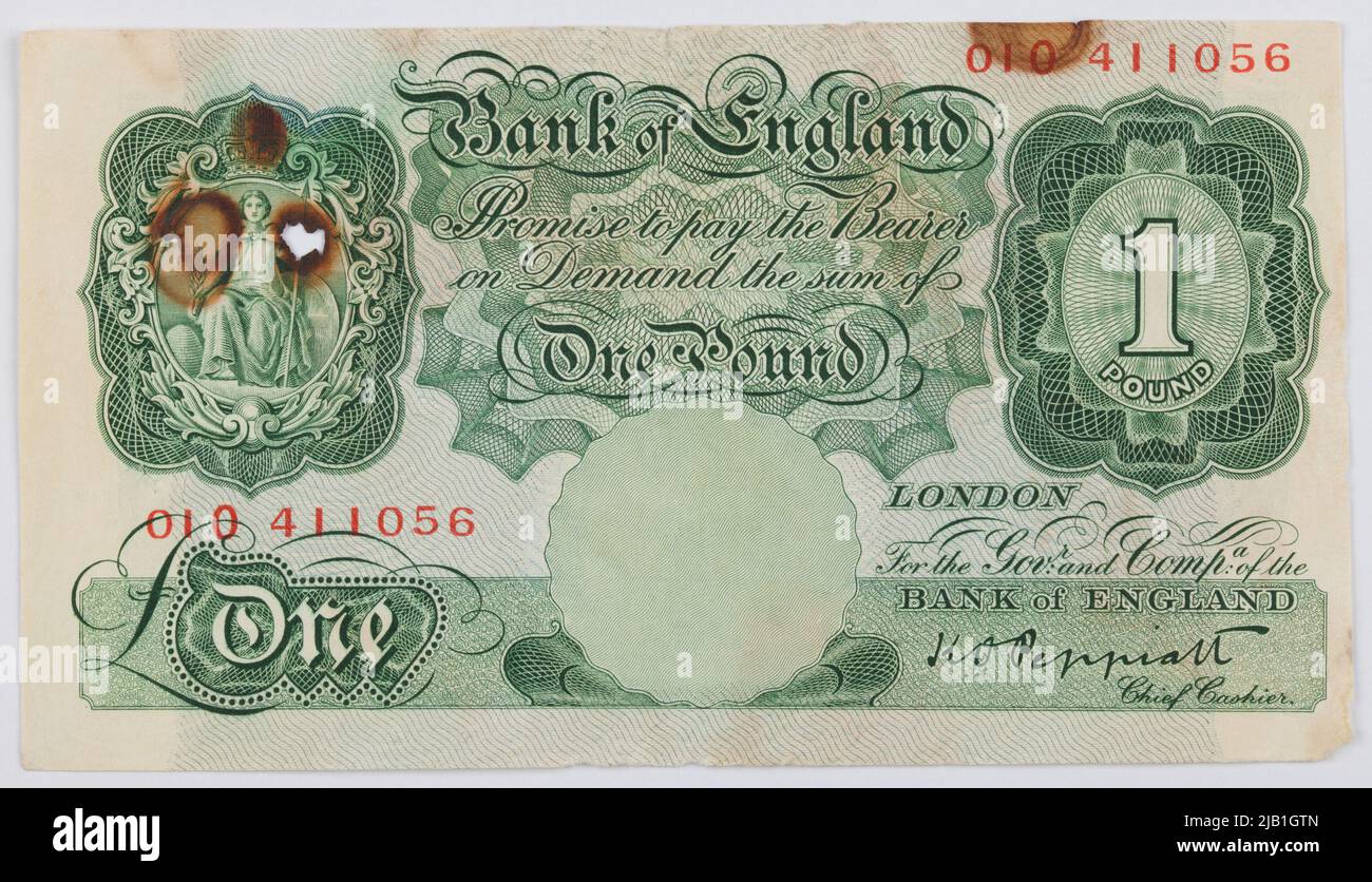 Banknote: on 1 Pound, Bank of England, Great Britain, B.R. (1928 48 ...