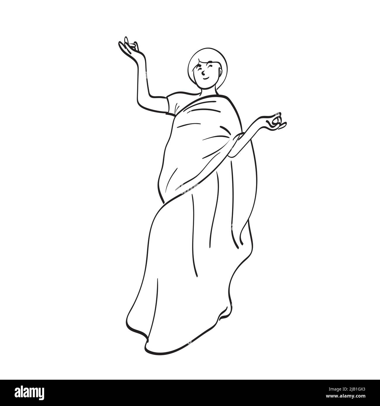 line art full length of Indian women with traditional outfit ...