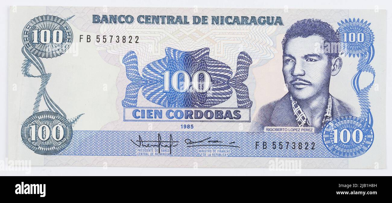 Banknot 100 Cordobas; Banco Central de Nicaragua, Nikaragua; 1985 r ...