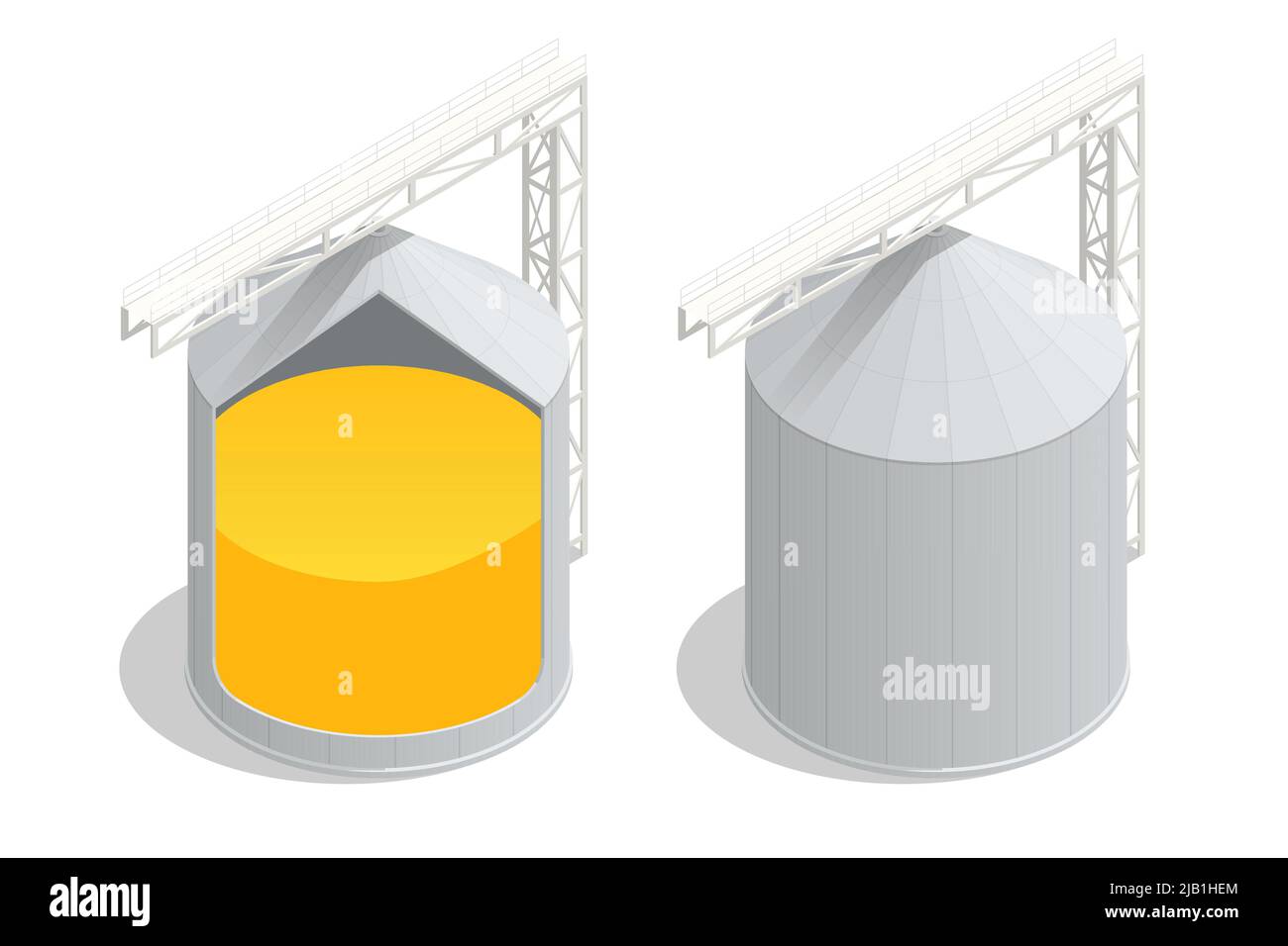 Isometric section of a cylindrical grain silo for infographics. Export ...
