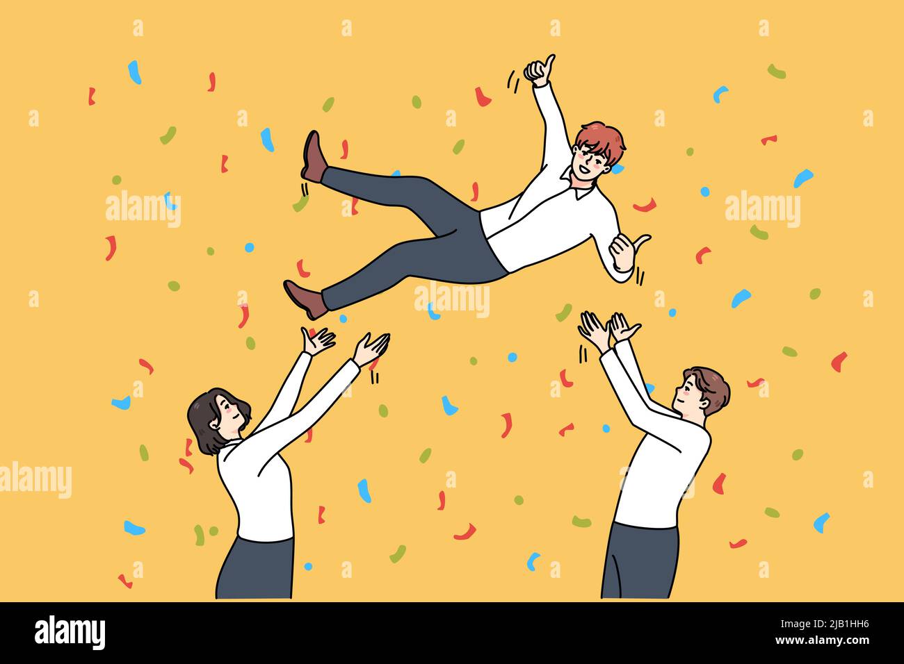 Staff celebrate promotion Stock Vector Images - Alamy