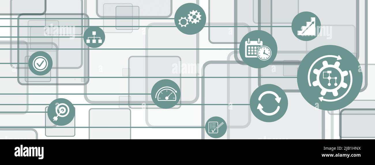Concept of workflow with connected icons Stock Photo - Alamy