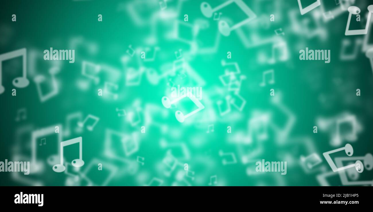 Music notes flying on green hi-res stock photography and images - Alamy