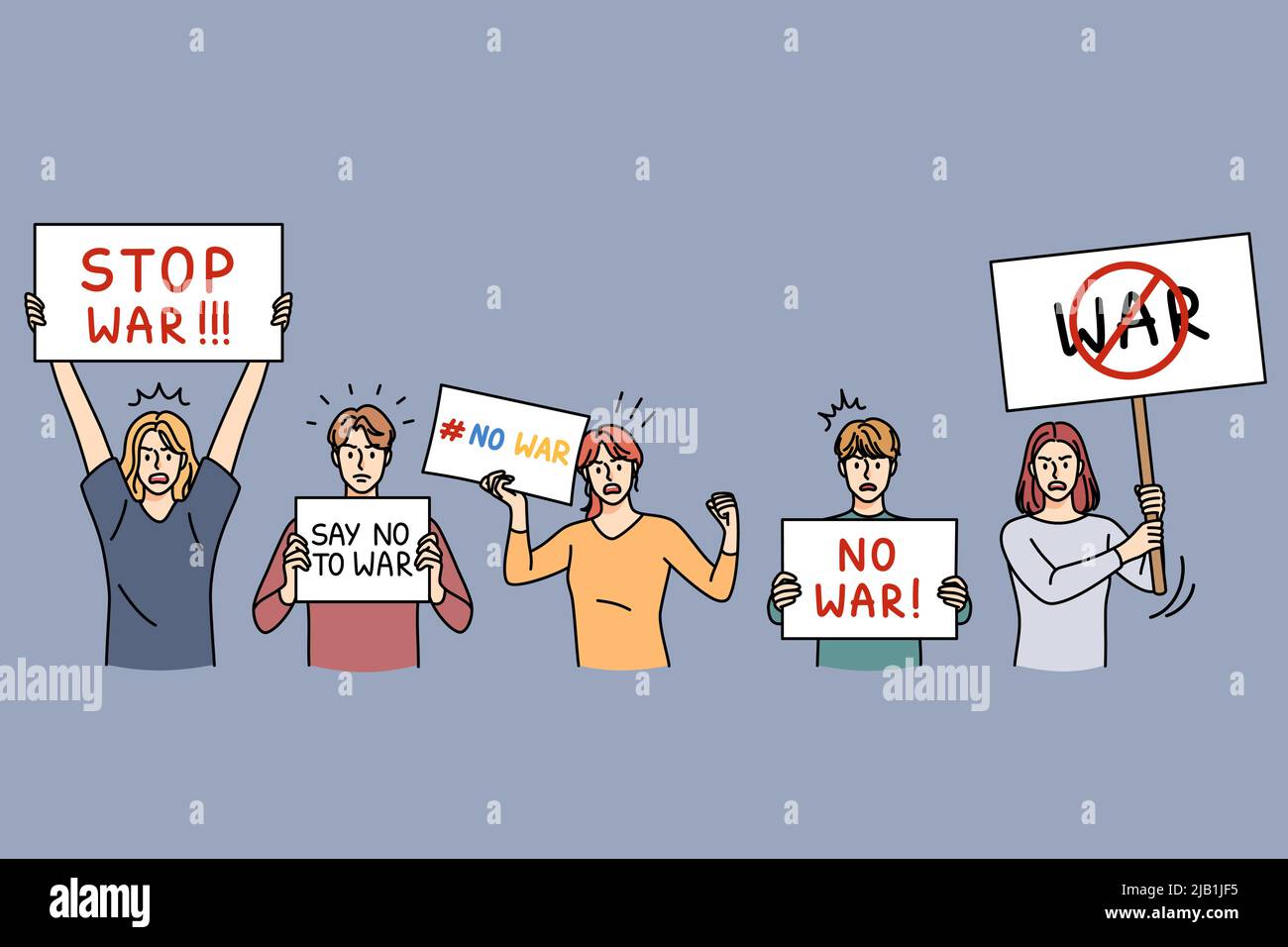 People with No War banners protest on streets against military ...