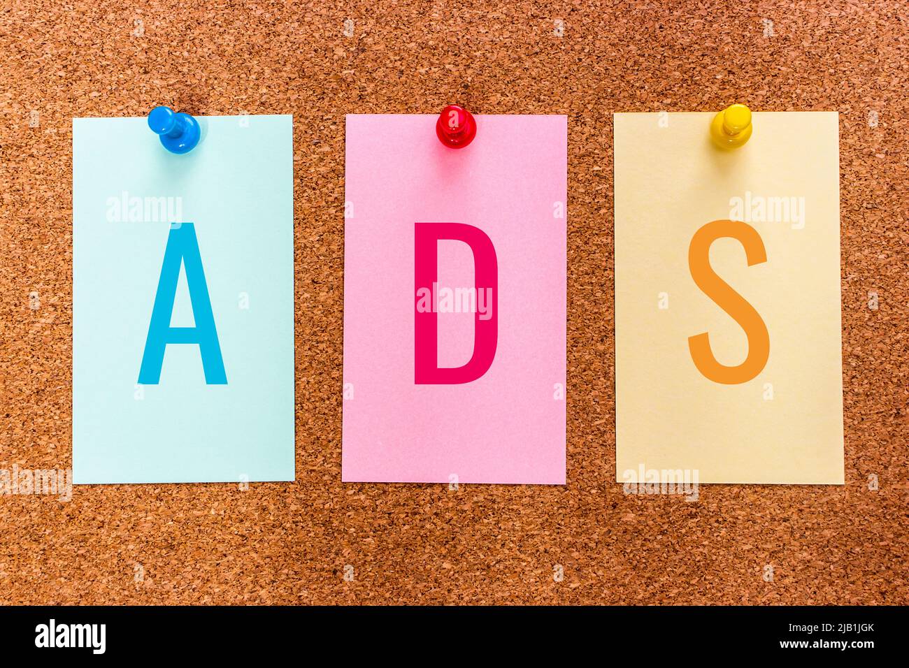 3 letters keyword Ads (advertisements or adverts) on multicolored ...