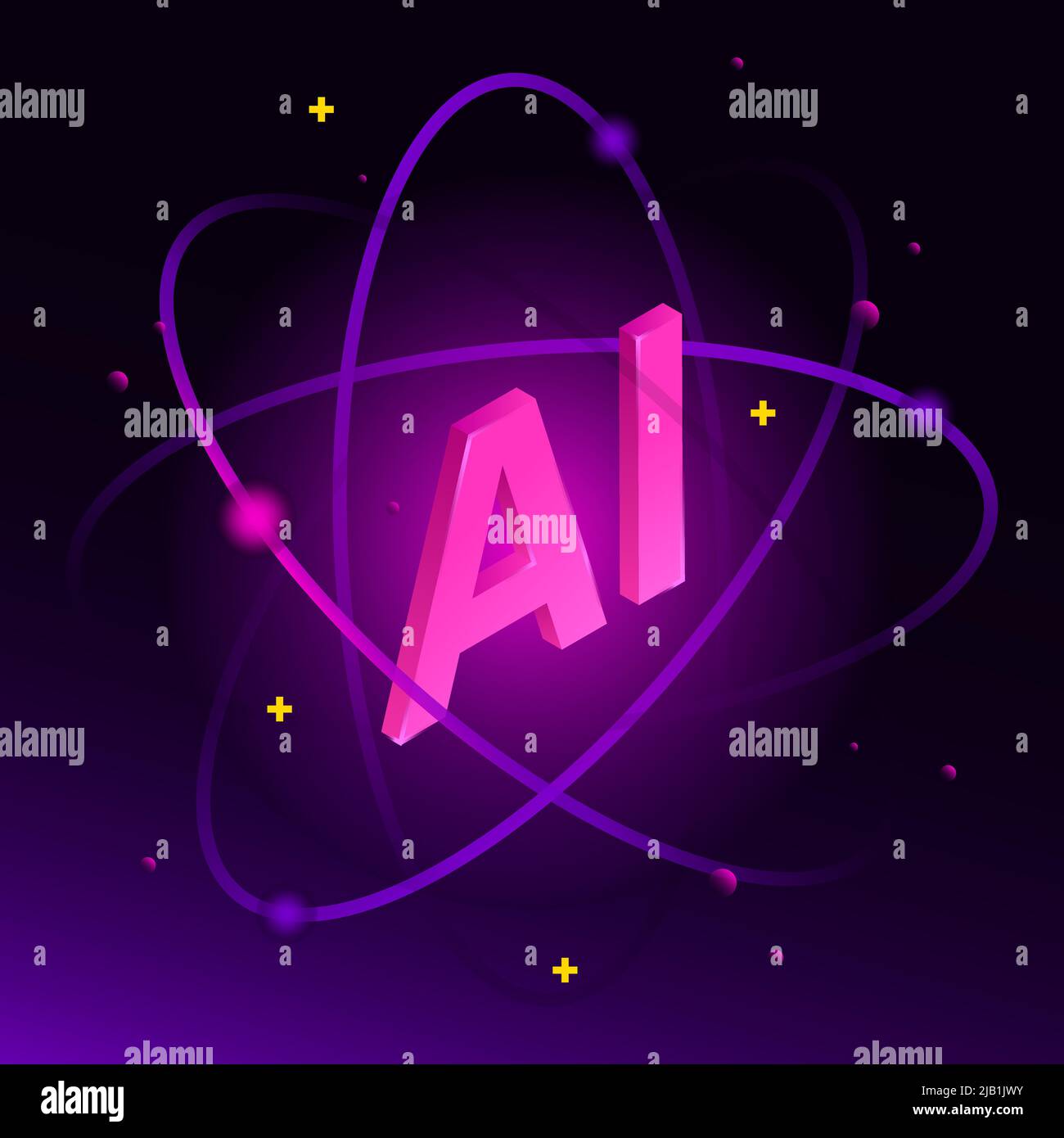 Artificial Intelligence Icon in Atom. Futuristic 3D Illustration ...