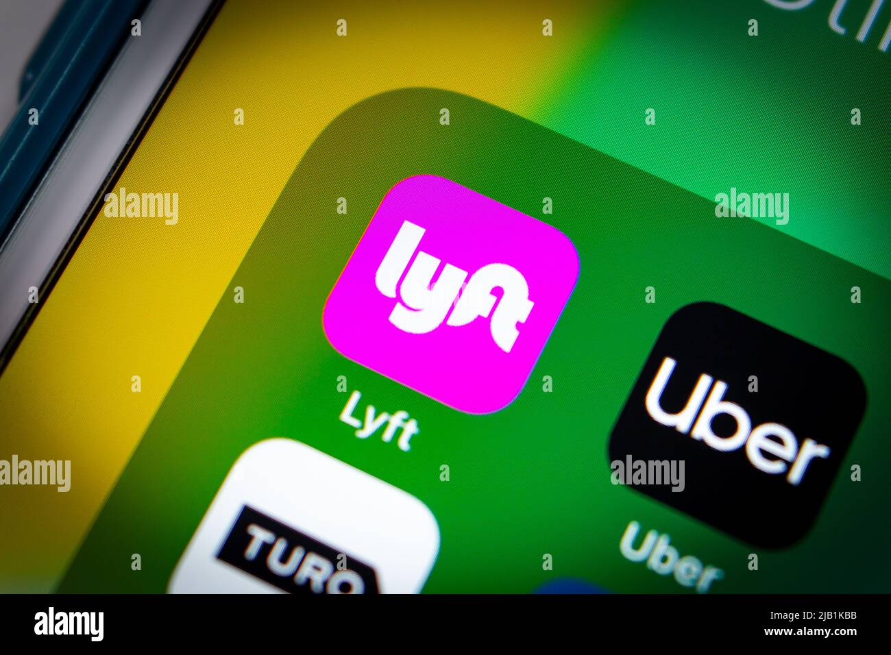 Kumamoto, JAPAN - Aug 3 2021 : US ridesharing company Lyft on iPhone ...