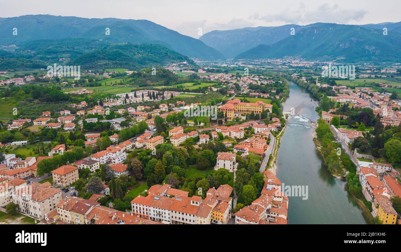 Aerial View of Bassano del Grappa, Vicenza, Veneto, Italy, Europe Stock ...