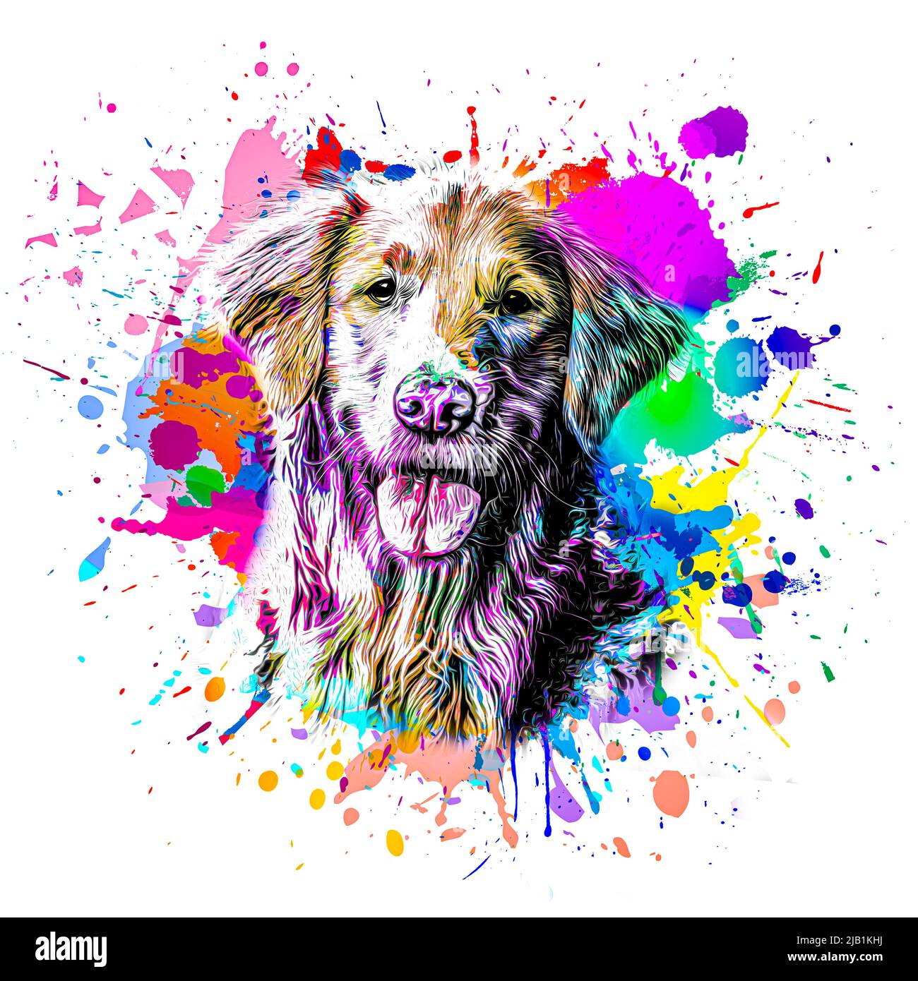 dog head with creative colorful abstract elements on white background ...