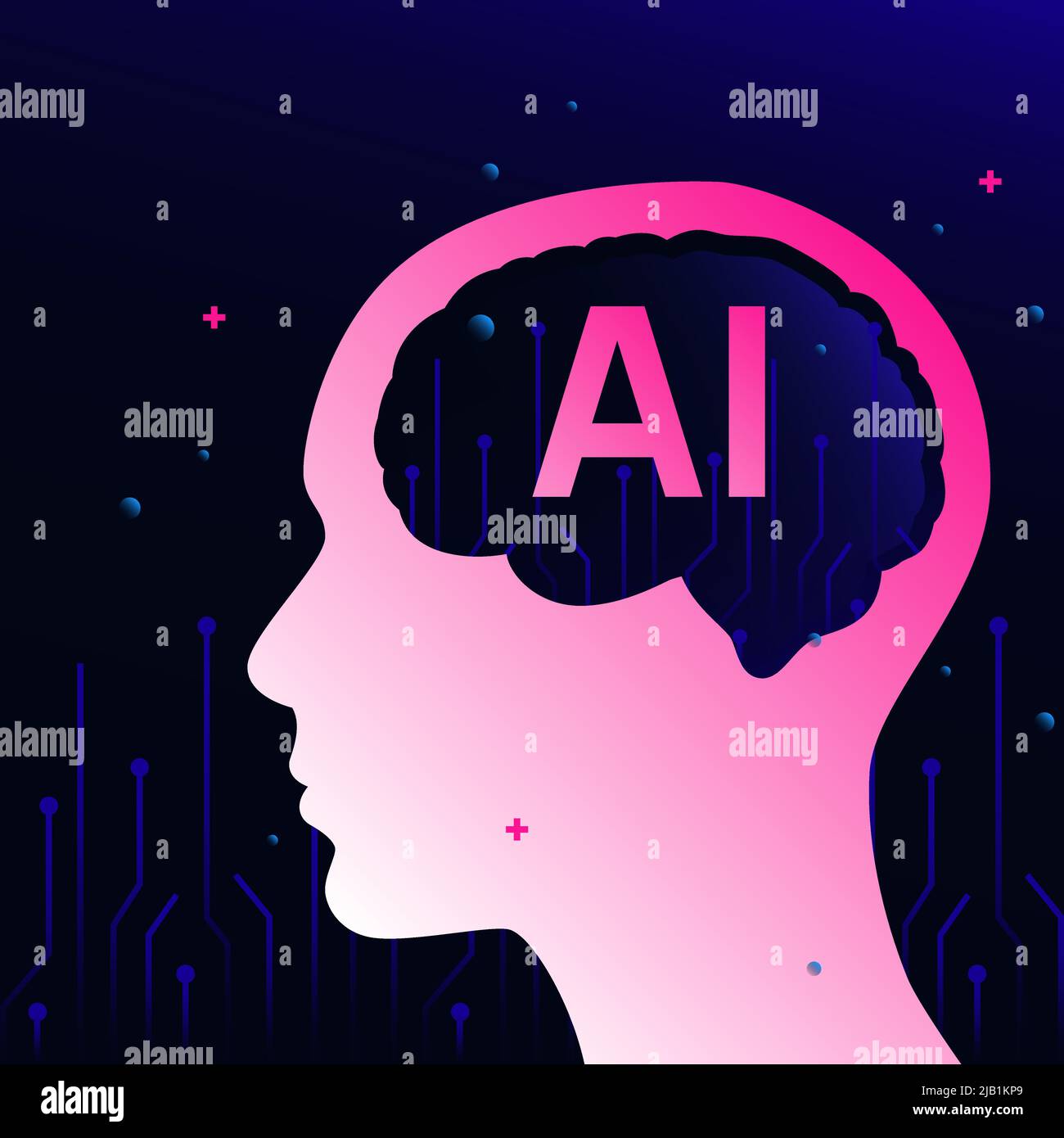 Artificial intelligence Icon in Human Brain. Graphic Illustration ...