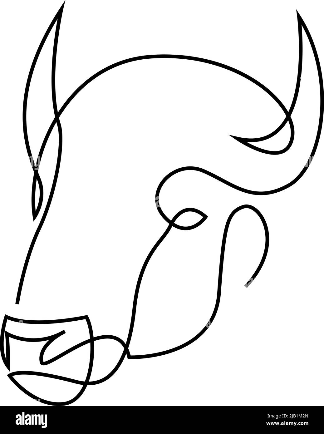 Continuous line bull logo. Buffalo single line vector illustration ...