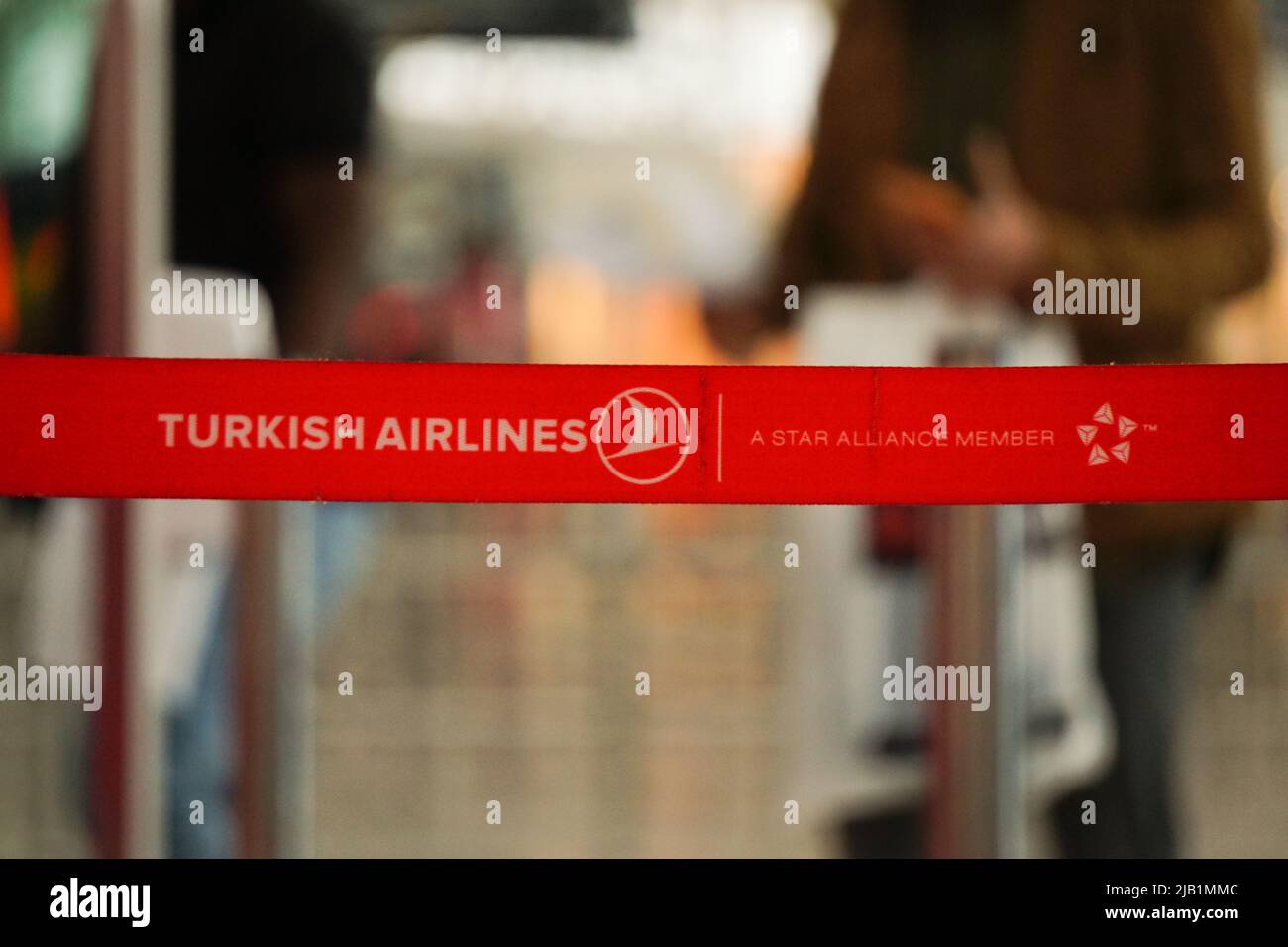 7 May 2022 Ankara Turkey. Turkish airlines check in lines in Esenboga ...