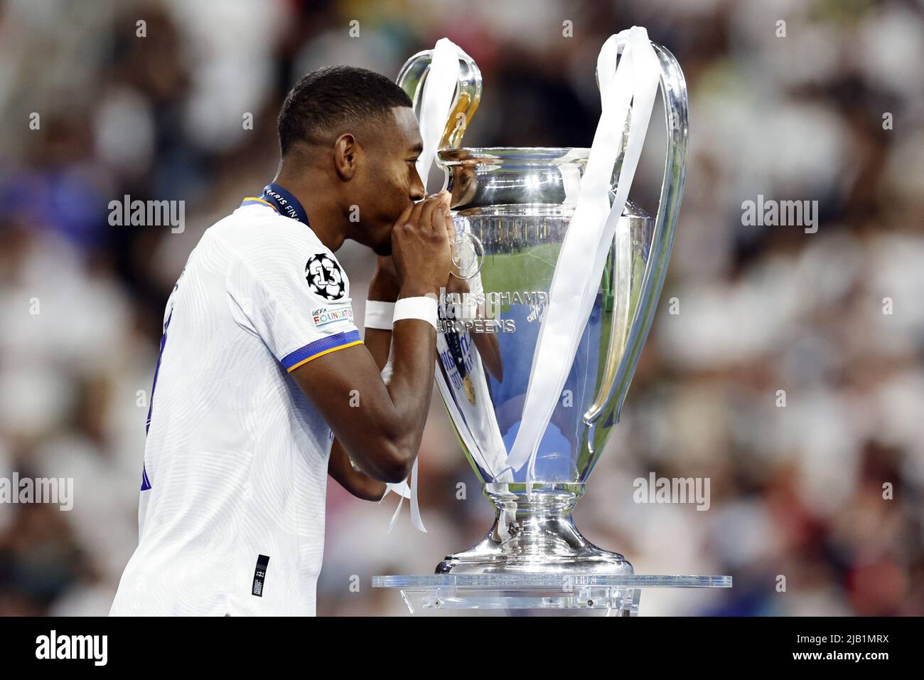 PARIS - David Alaba of Real Madrid kisses the UEFA Champions League ...