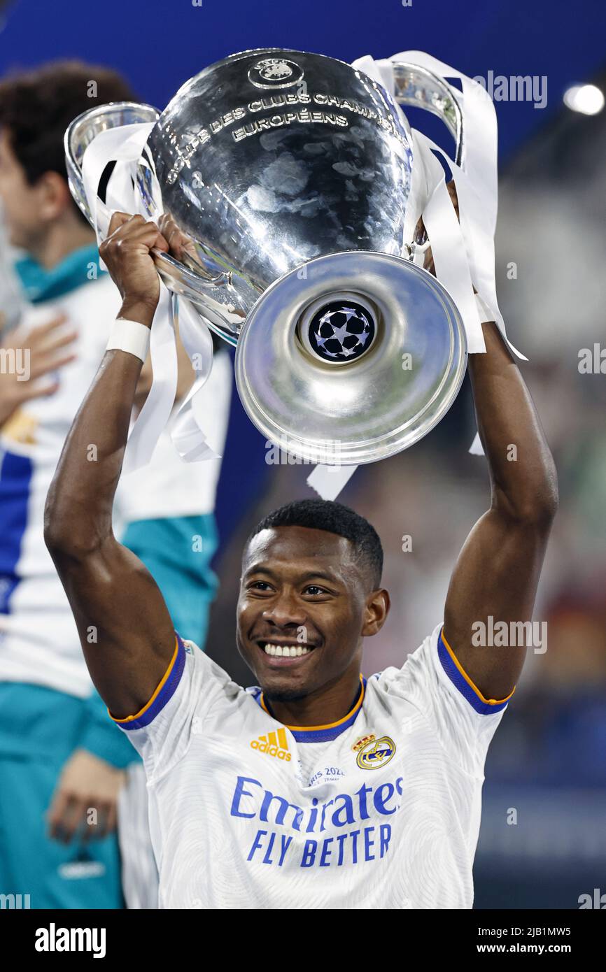 PARIS - David Alaba of Real Madrid with UEFA Champions League trophy ...