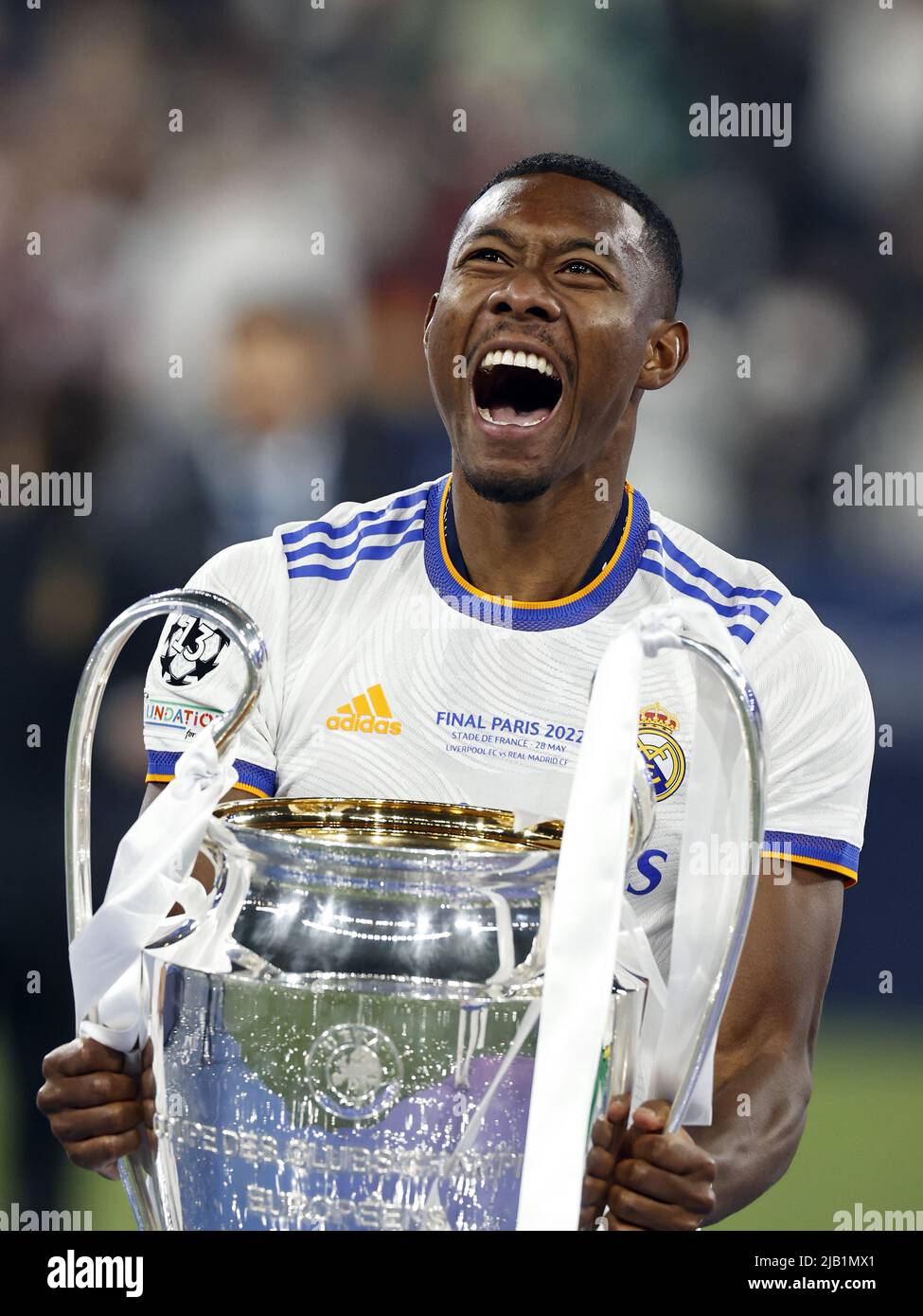 PARIS - David Alaba of Real Madrid with UEFA Champions League trophy ...