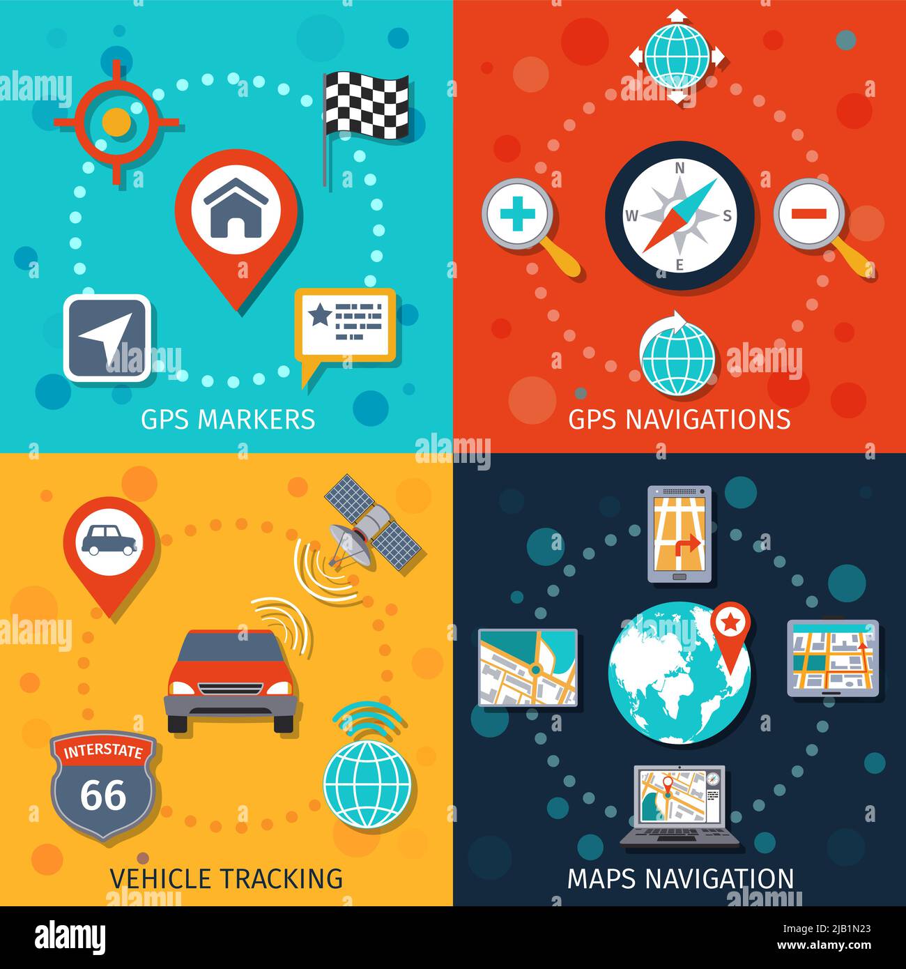 Navigation flat set with gps markers navigations vehicle tracking maps ...