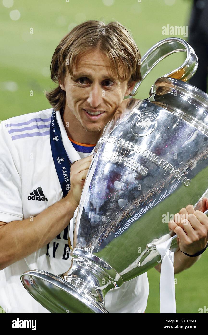 PARIS - Luka Modric of Real Madrid with UEFA Champions League trophy ...