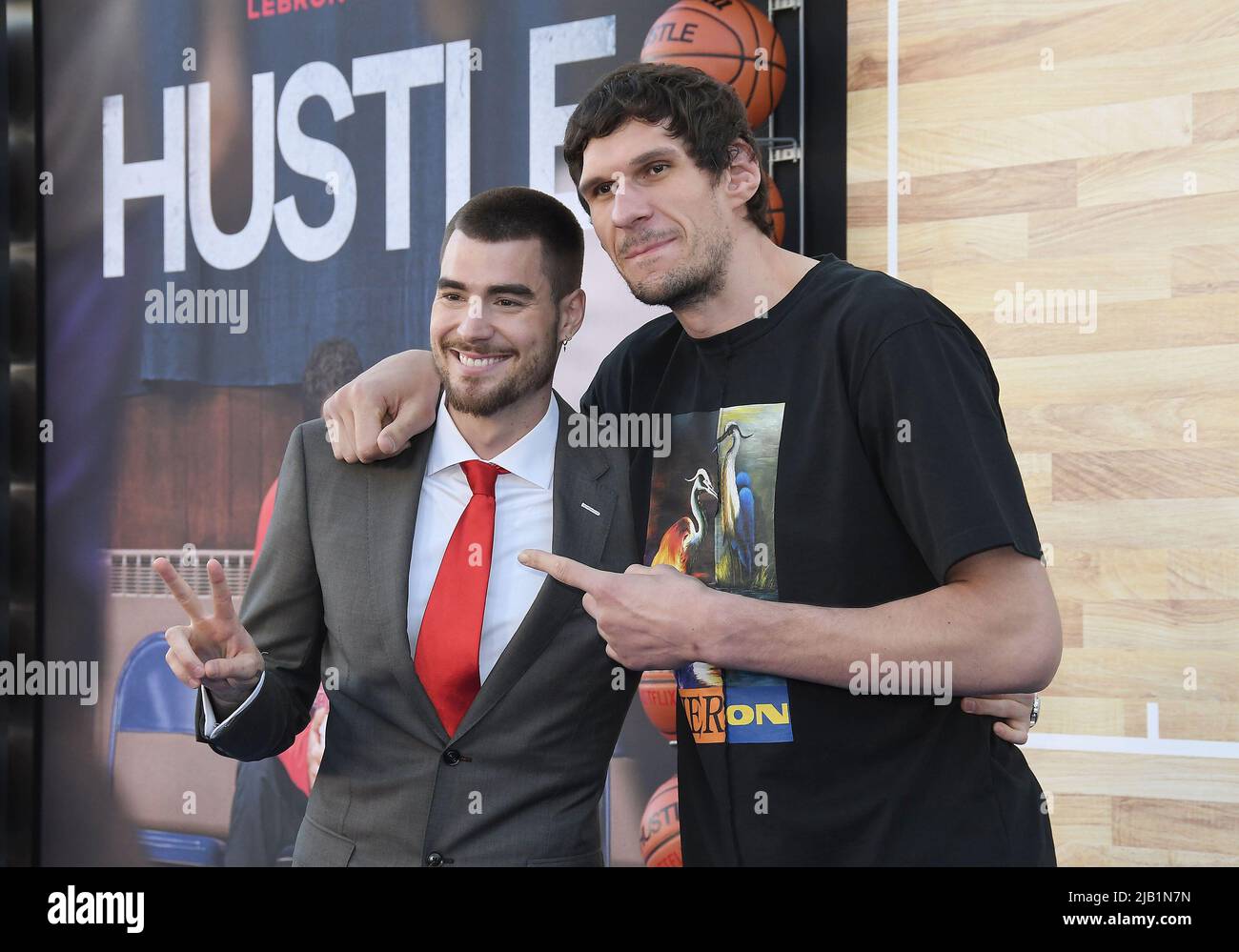 (L-R) Juancho Hernangomez and Boban Marjanovich at Netflix's HUSTLE Los ...