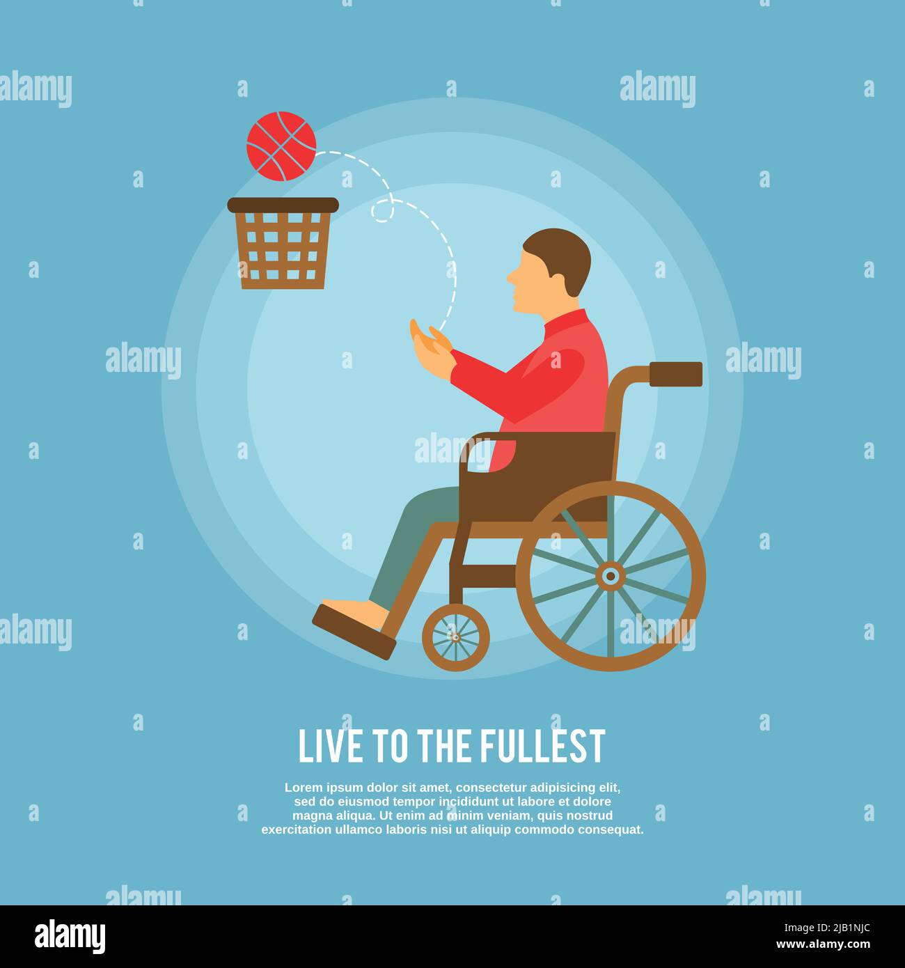 Disability sports with poster disabled man in wheelchair playing ...