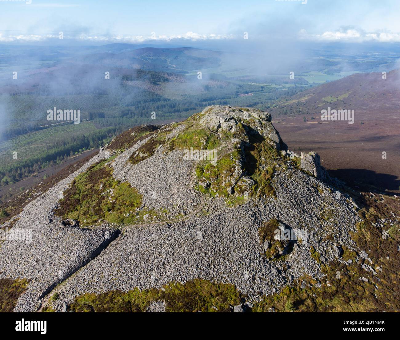 Aerial photograph of the distinctive granite plug and hillfort remains ...