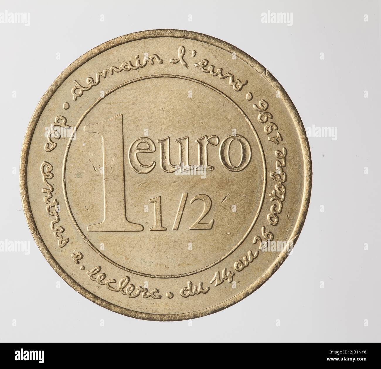 Leclerc commercial token, 1 ½ euros, 1996; France Stock Photo - Alamy