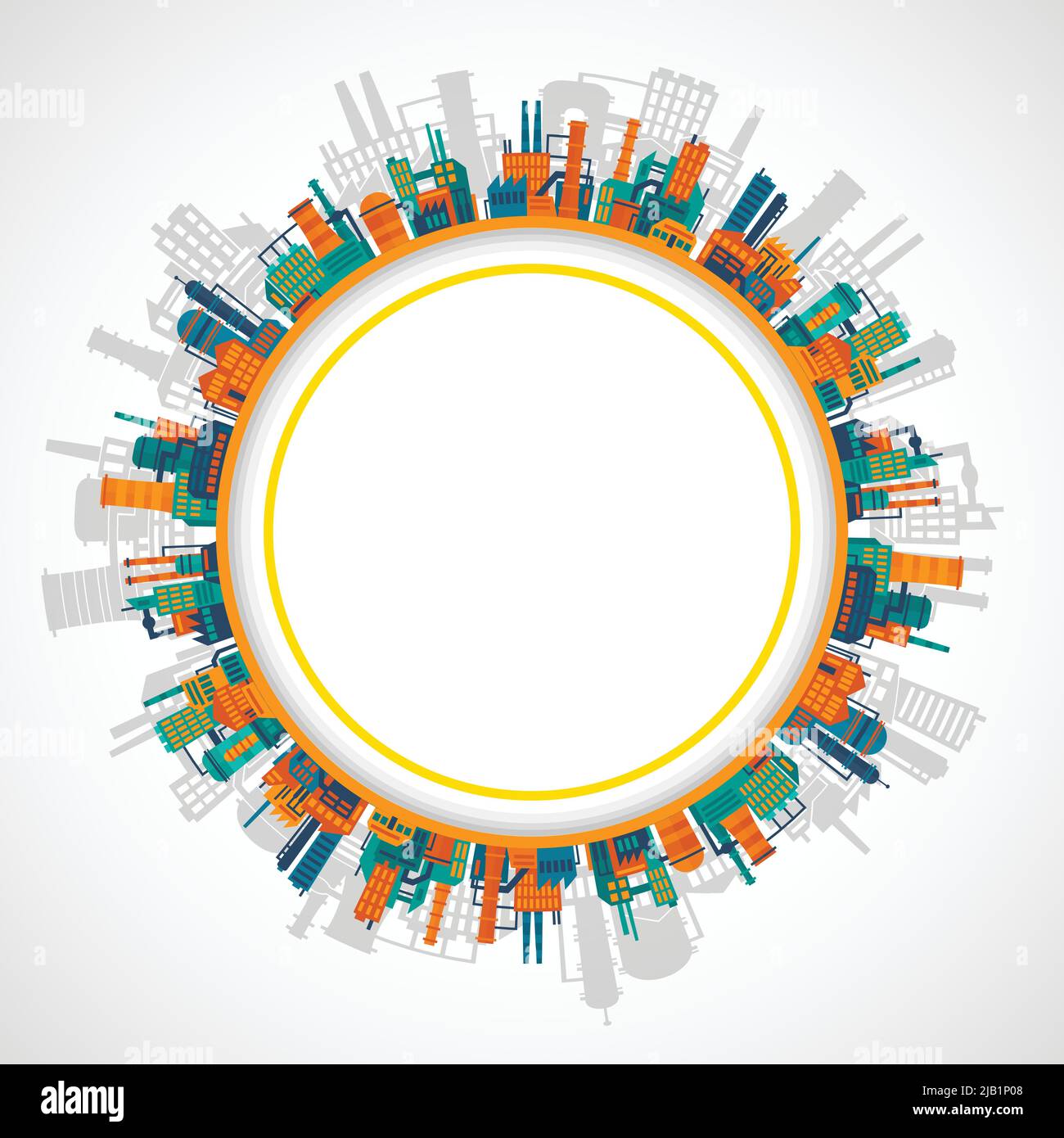 Factory building industry and technology background with plants in ...