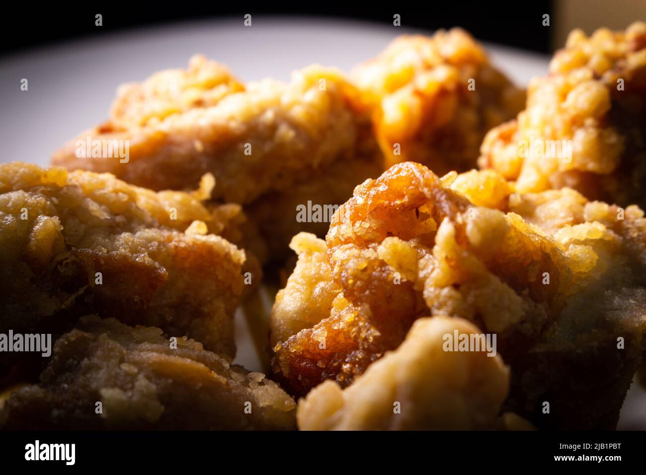 Japanese fried chicken “Tori no Karaage” in food tray by supermarket in ...