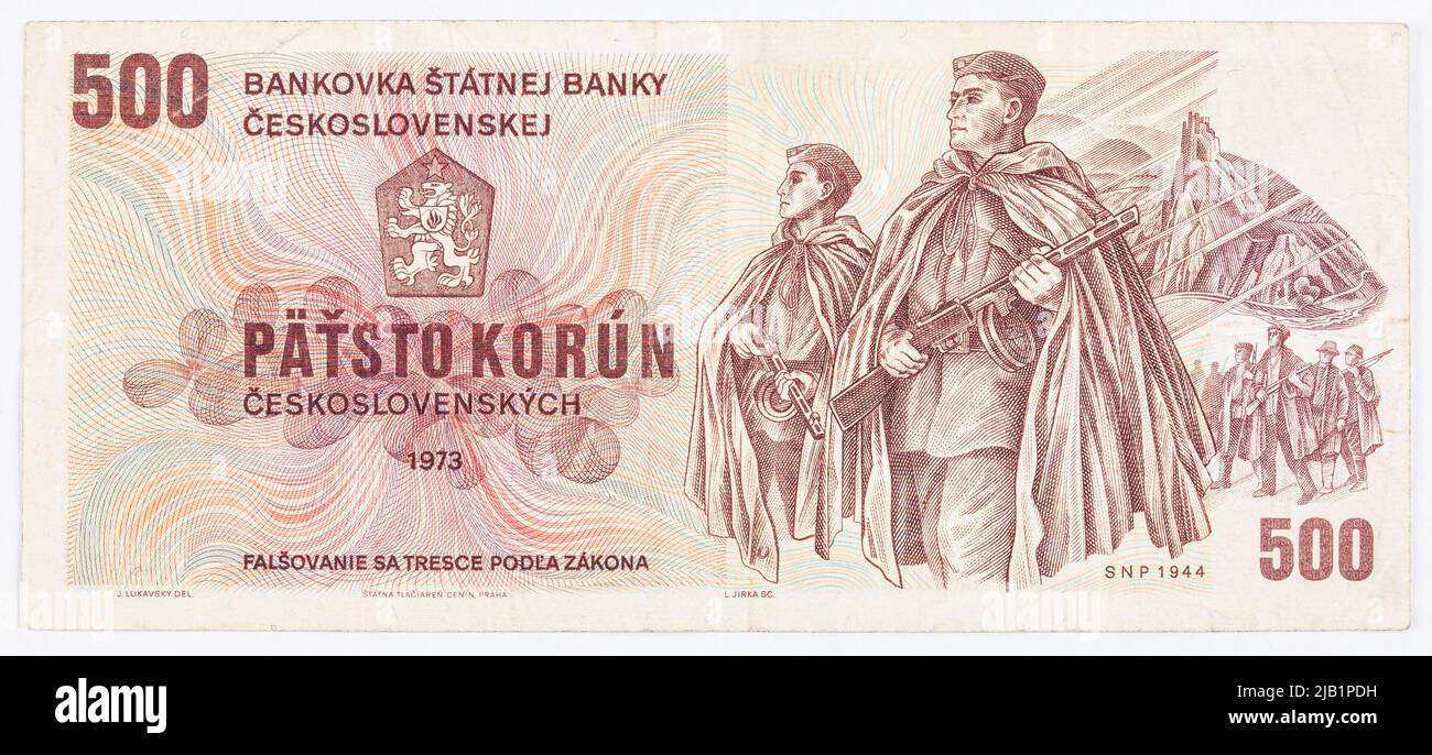 Banknot for 500 Corners; Banknote State Bank of Ceskoslovenske ...