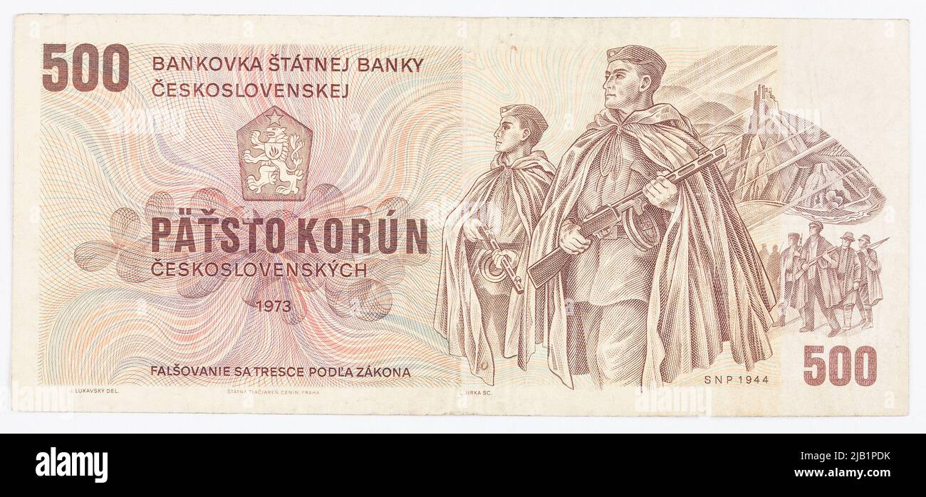Banknot for 500 Corners; Banknote State Bank of Ceskoslovenske ...