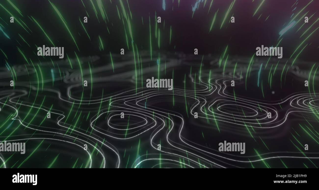 Image of light trails over moving shapes Stock Photo - Alamy