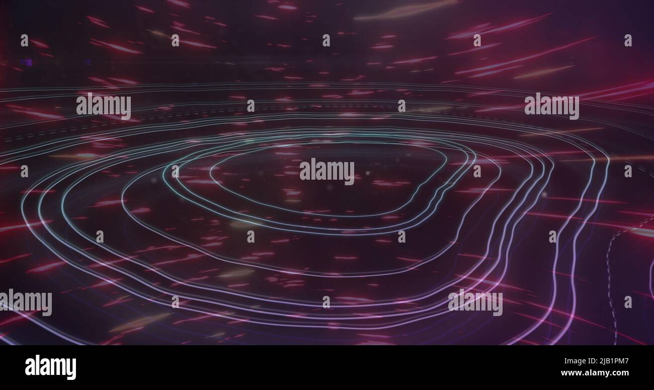 Image of light trails over moving shapes Stock Photo - Alamy