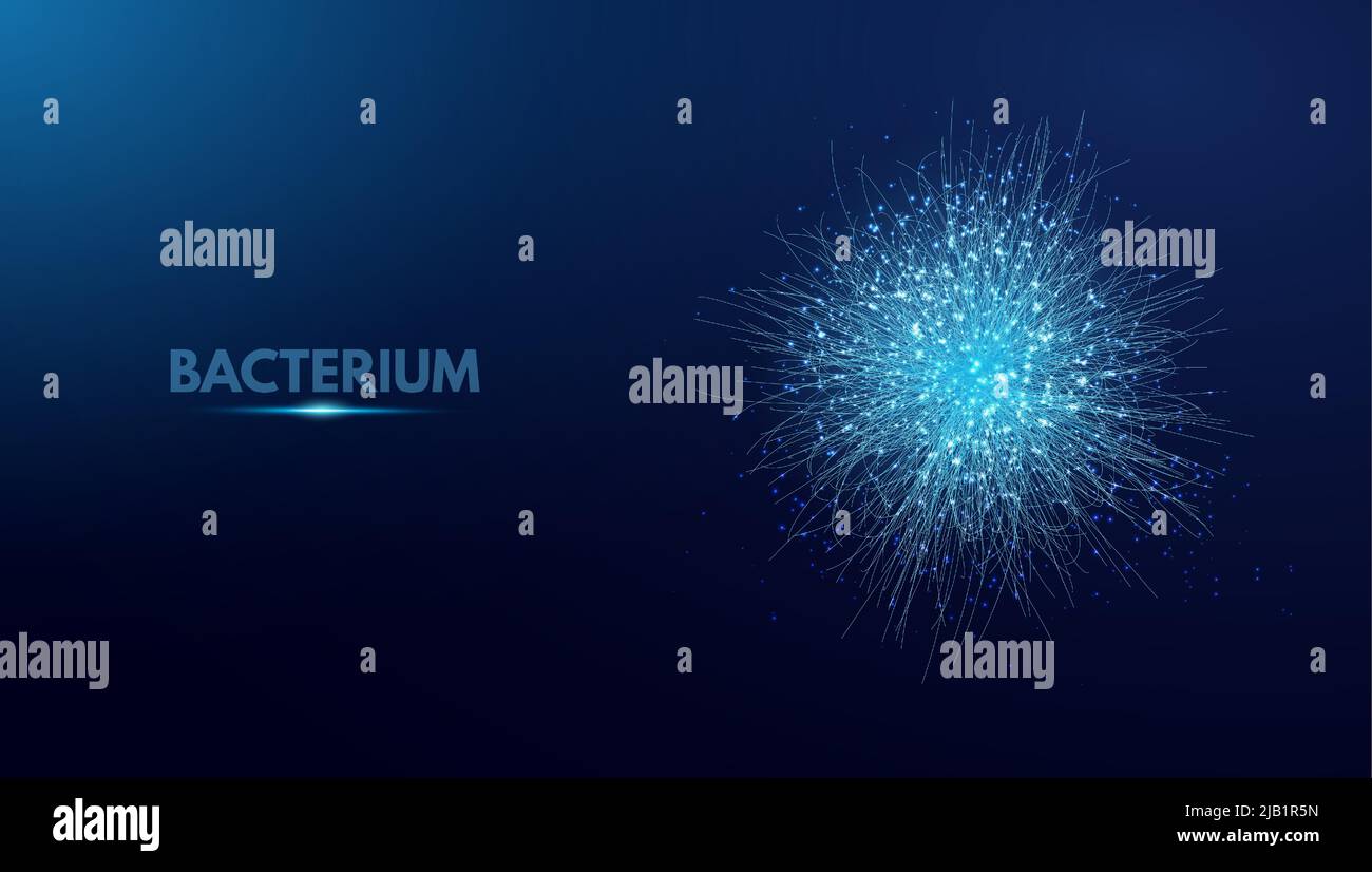 Bacterium. Vector abstract microscopic medical illustration of blue ...