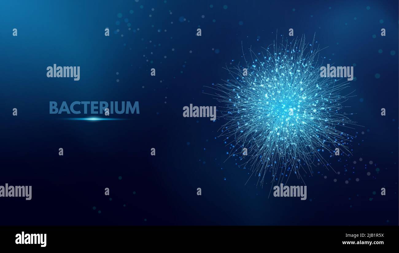 Bacterium. Vector abstract microscopic medical illustration of blue ...