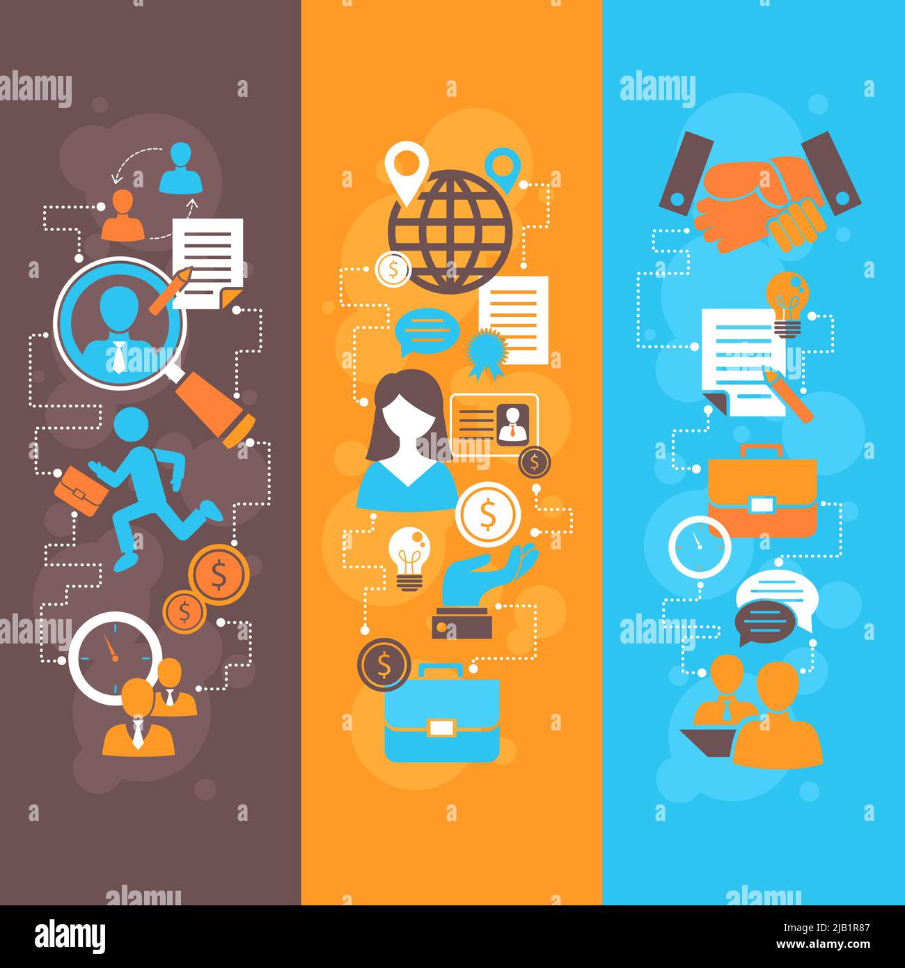 Job interview flat banner vertical set with worker find cv discussion ...