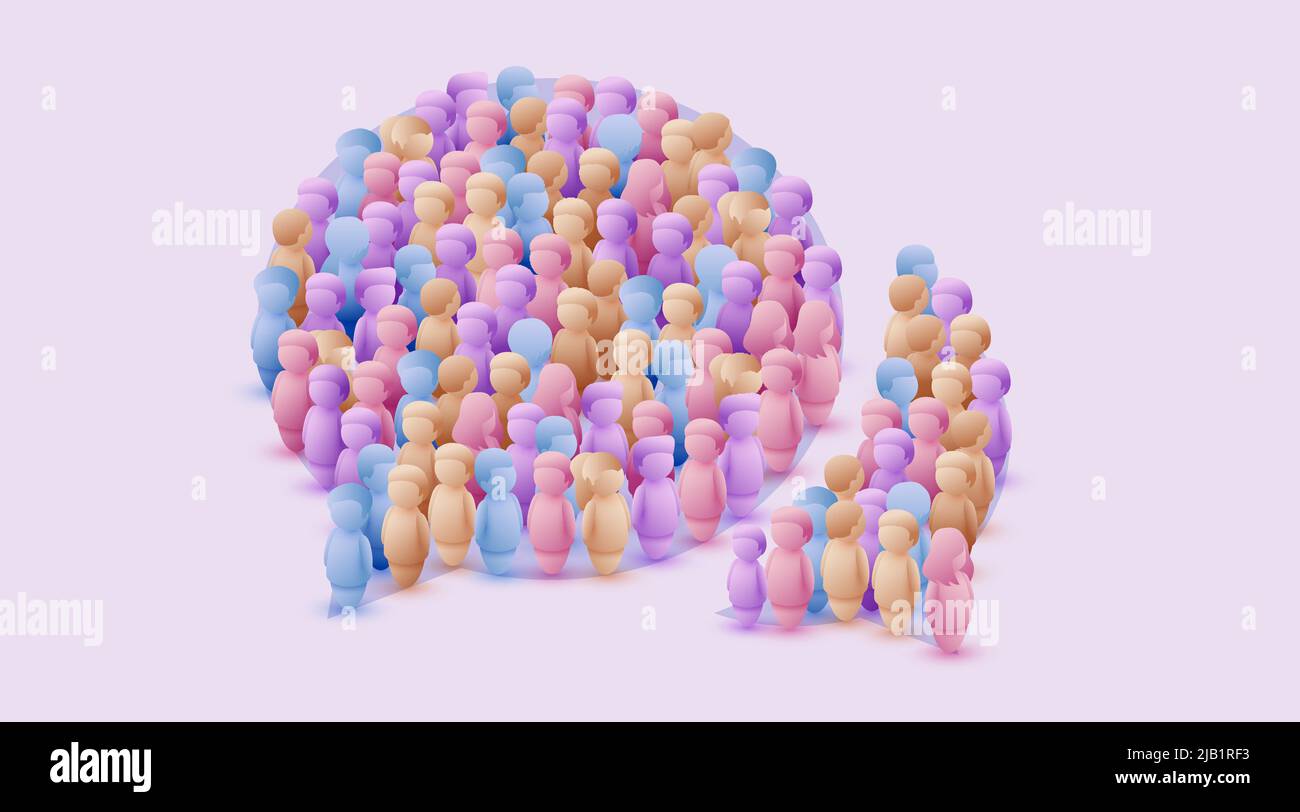 Large group of people in the shape of chat bubble. Vector illustration ...