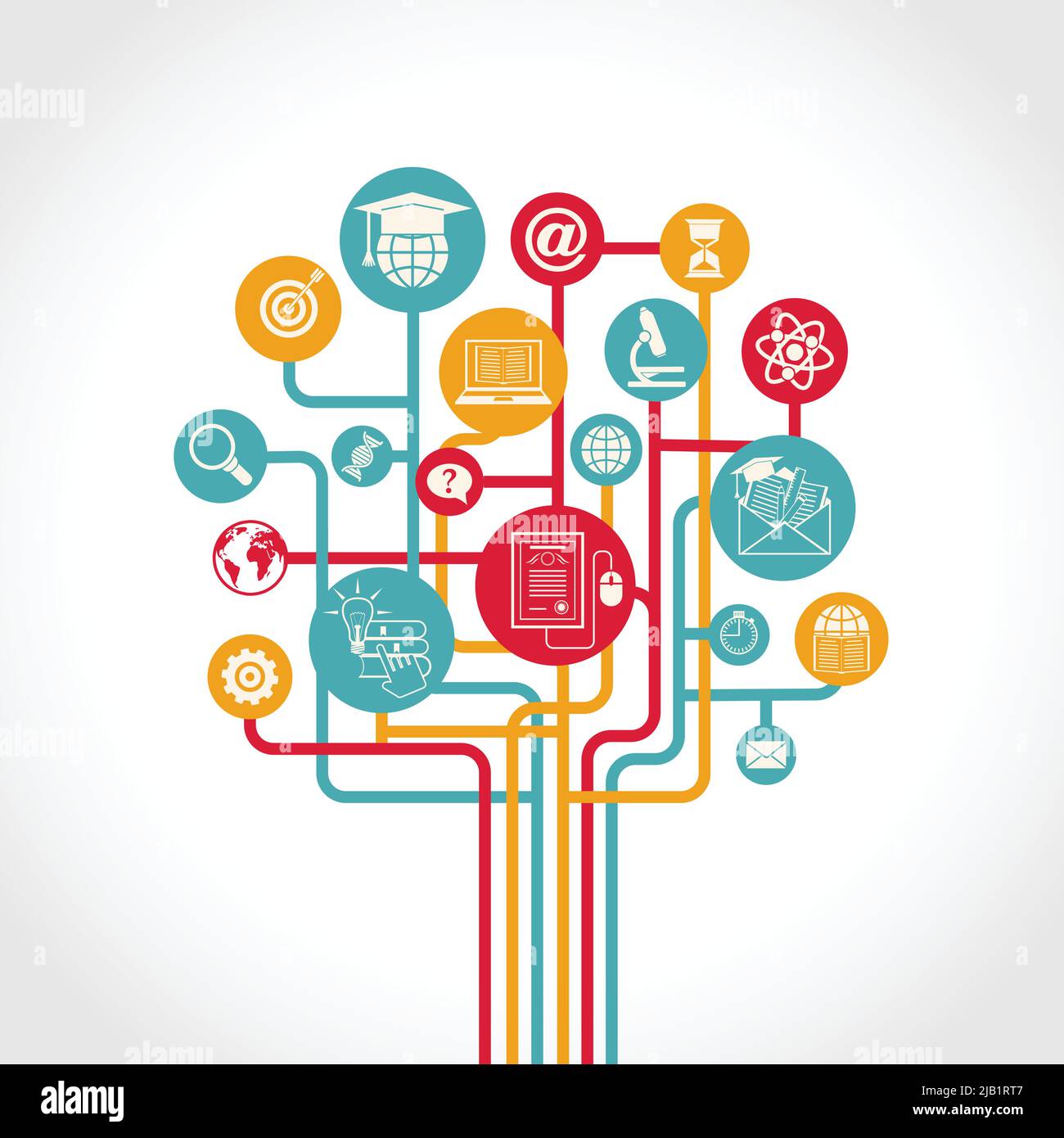Online education tree concept with e-learning training resources icons ...