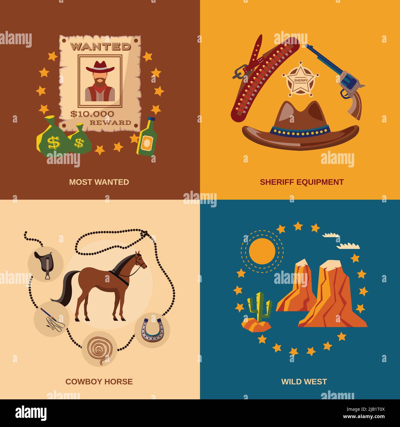 Cowboy icons Stock Vector Images - Alamy