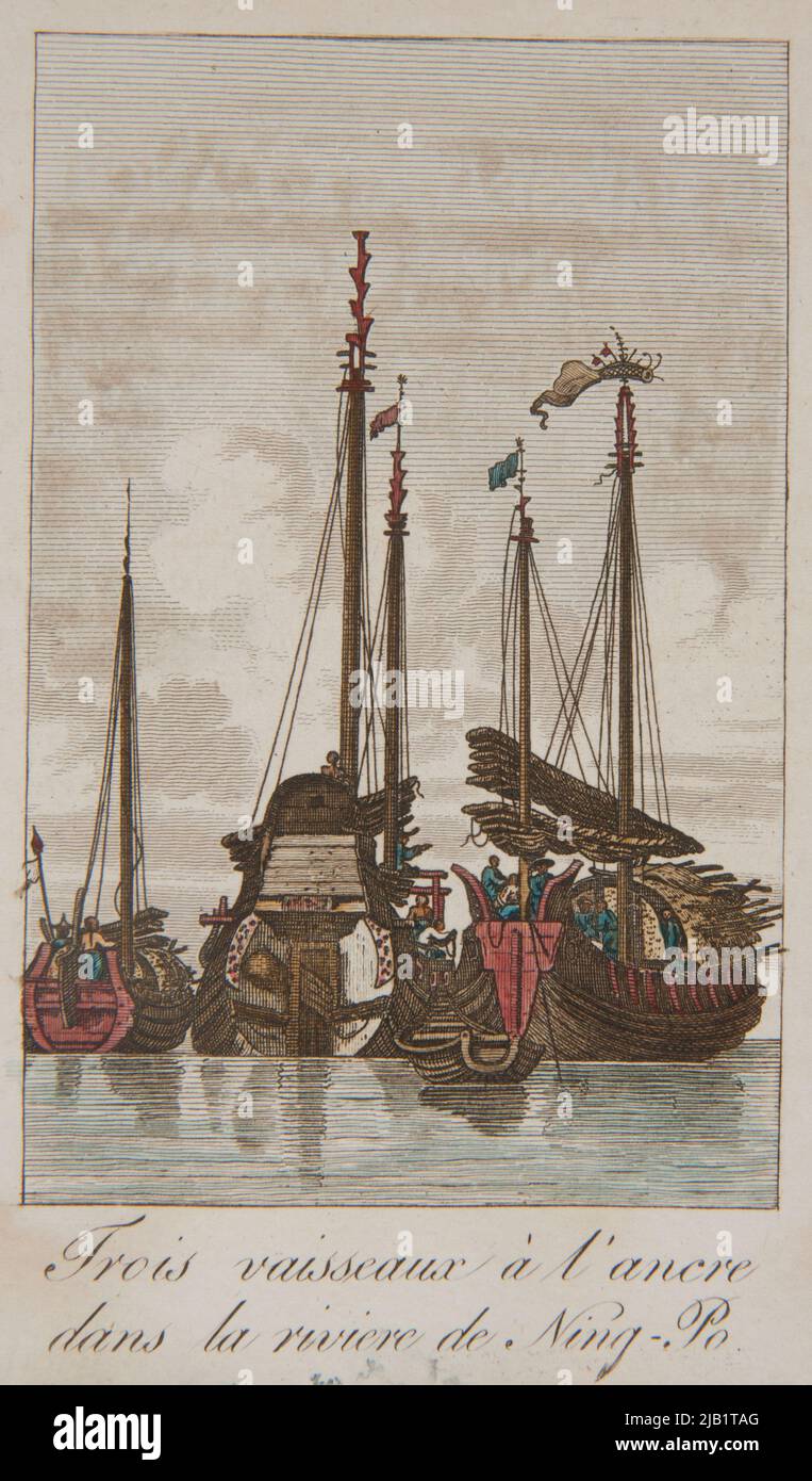 Costumes and views of China, T.I . Three vessels at L, anchor in the ...