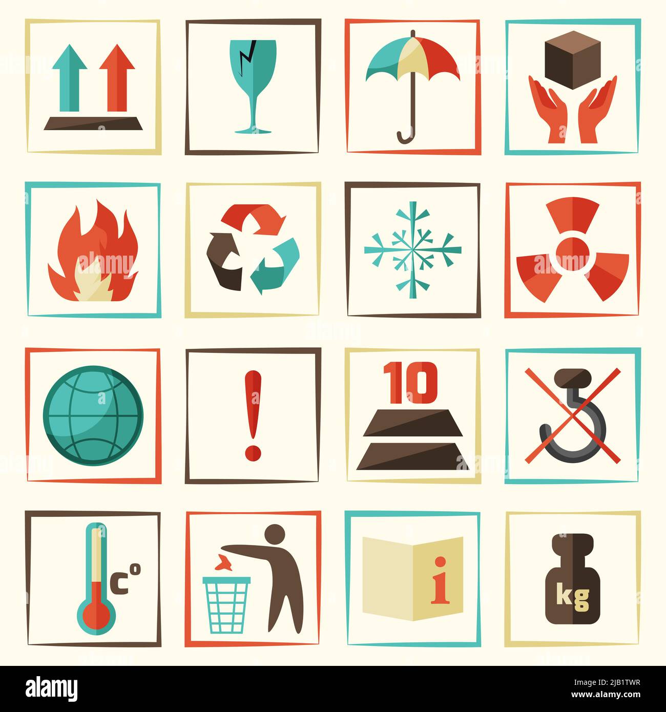 Packing symbols delivery and shipping protect icons set isolated vector ...