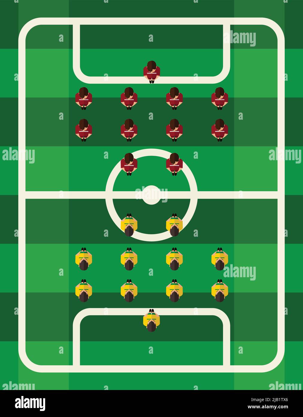 Soccer football stadium court top view competition with sport players ...