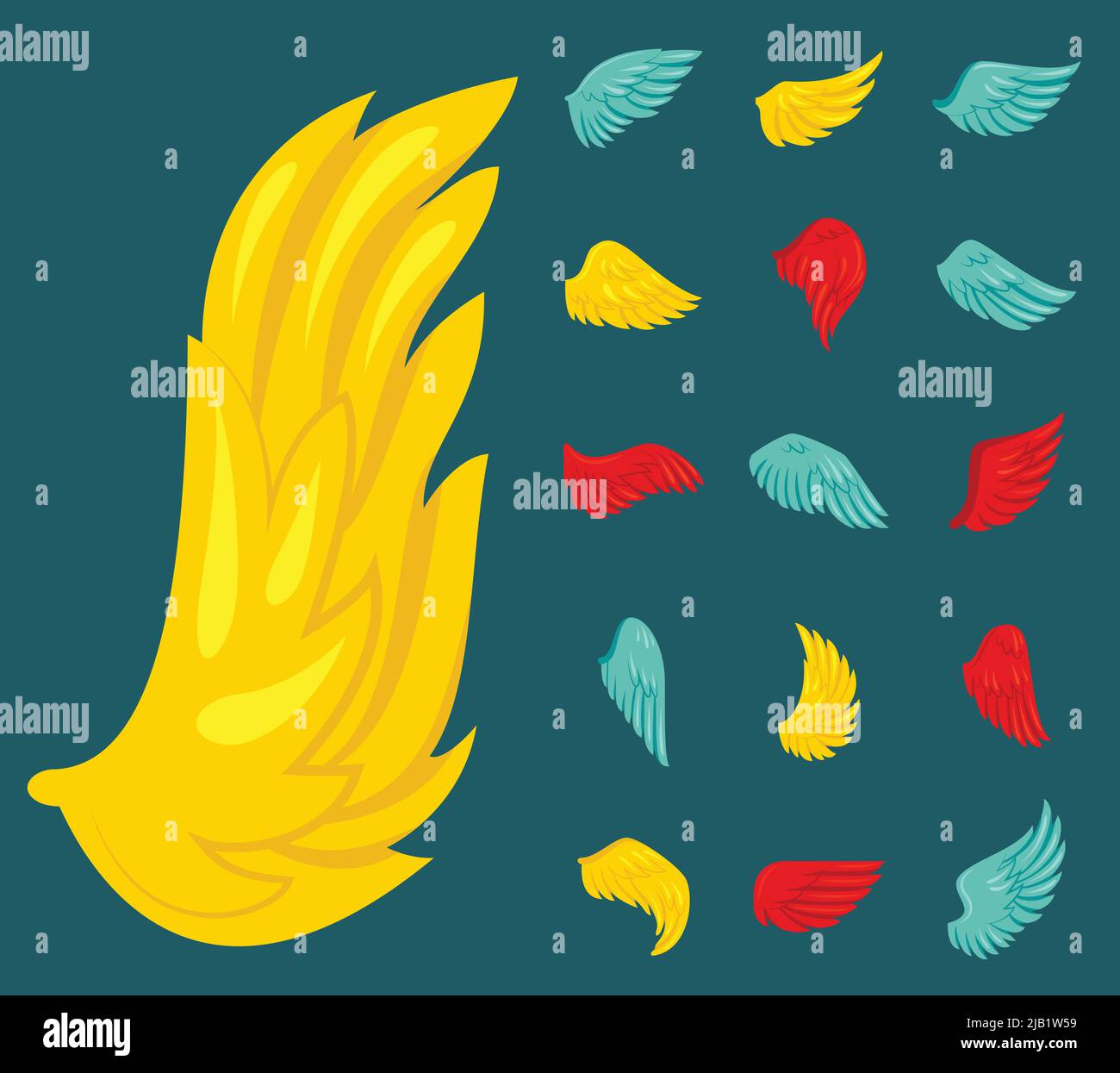 Wing icons abstract heraldic signs flat set isolated vector ...