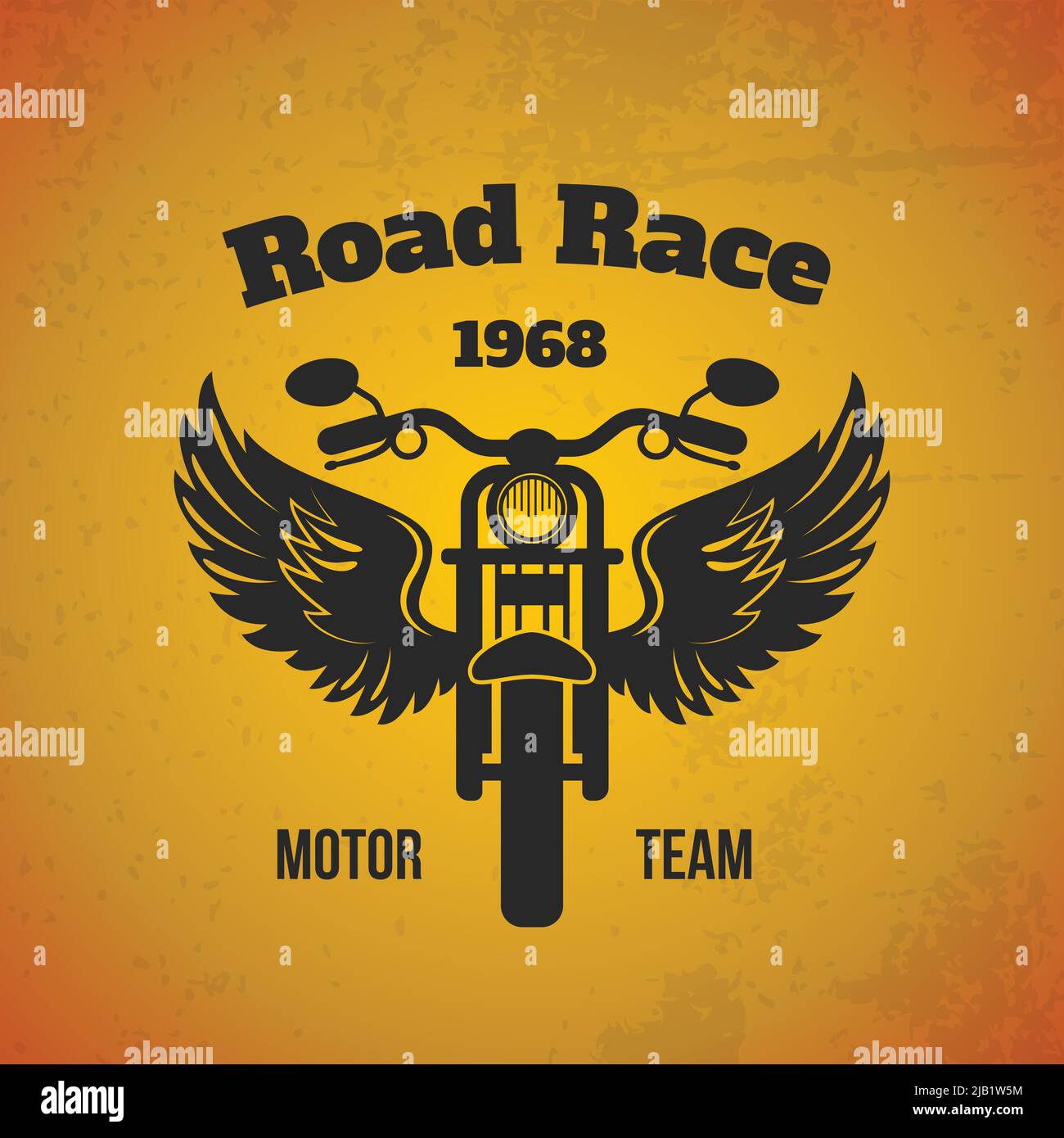 Moto bike with wings road race motor team black text poster vector ...