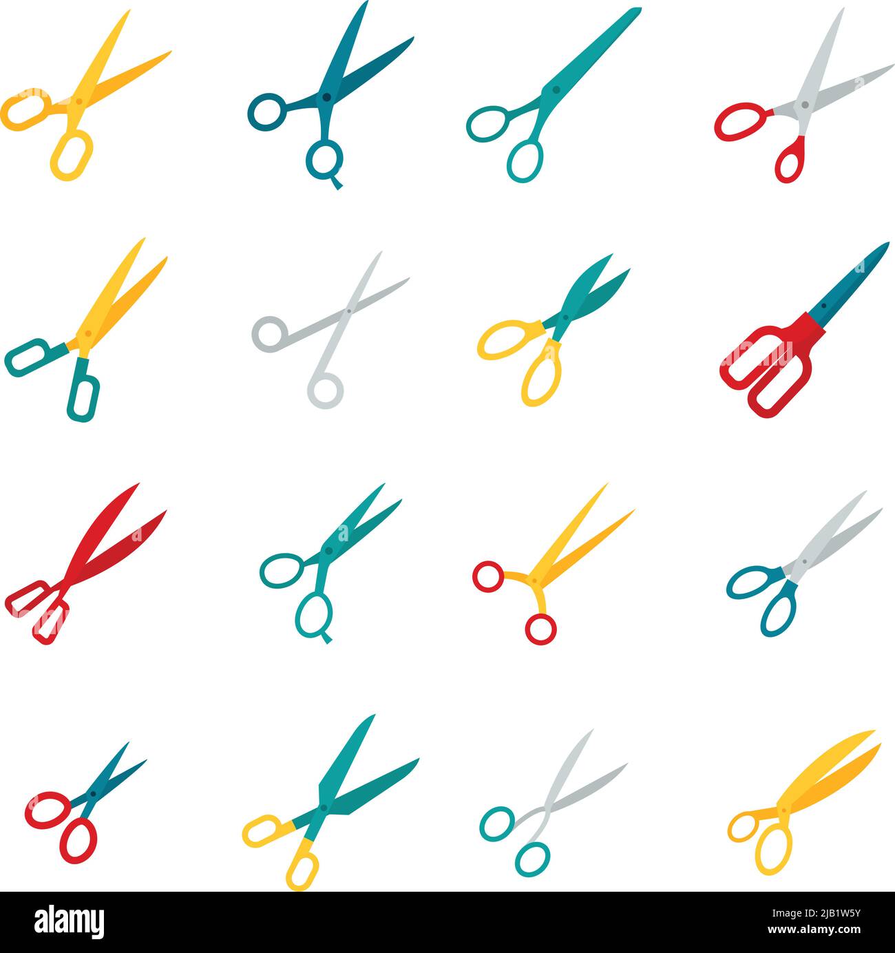 Scissors shears harcutting work tools icons flat set isolated vector ...