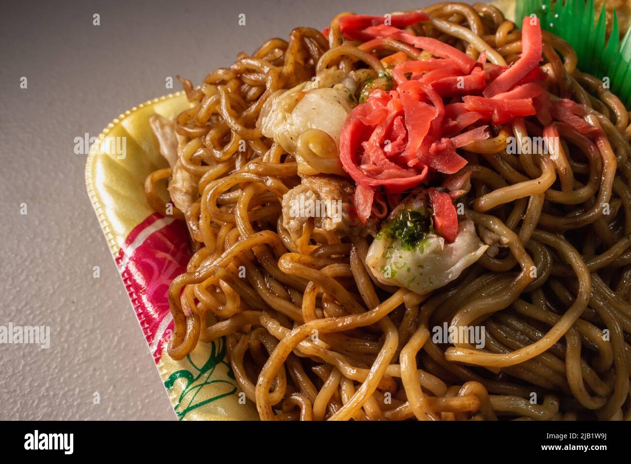 Japanese Yakisoba in food tray sold by Japanese local supermarket. It ...