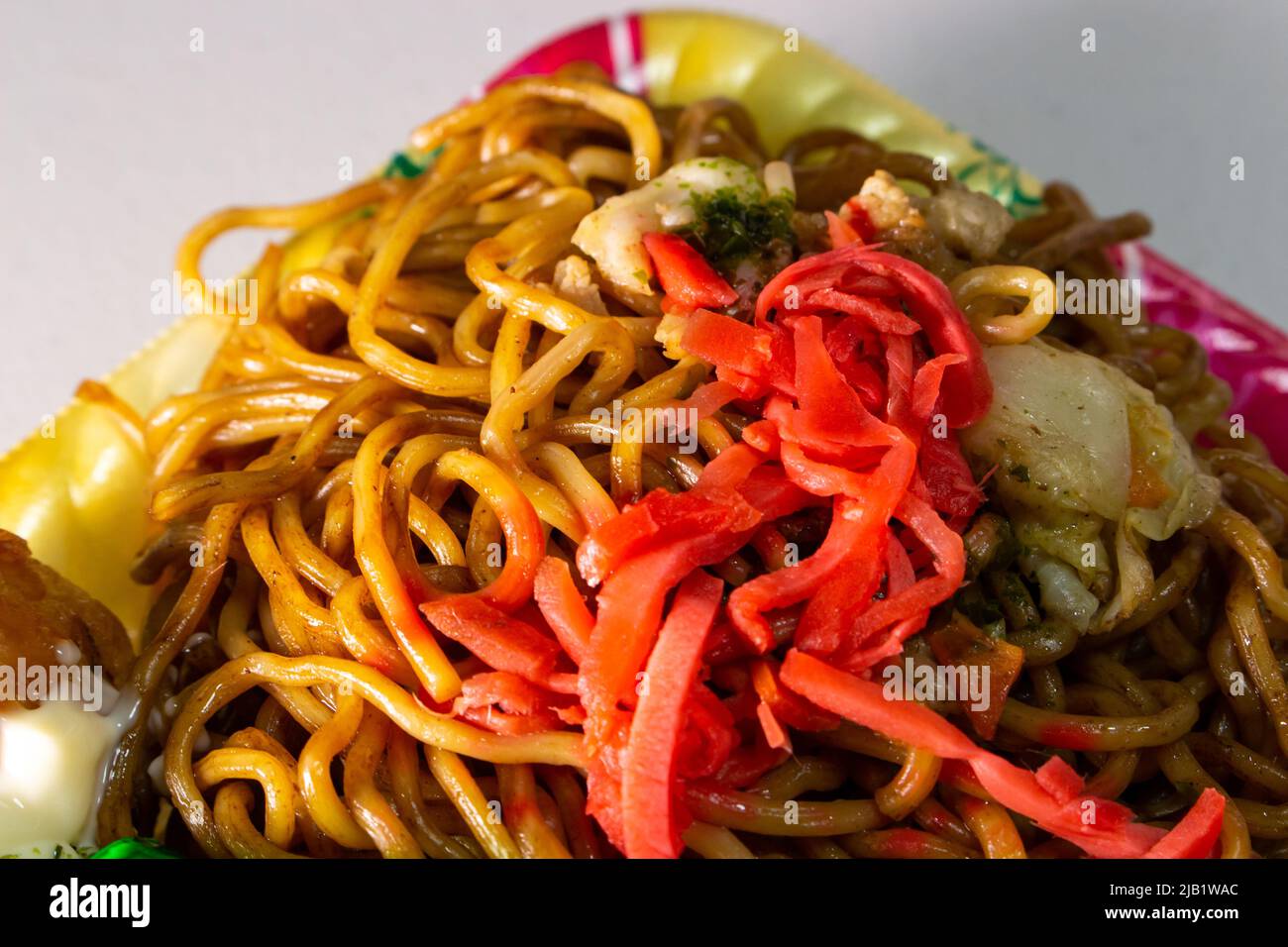 Japanese Yakisoba in food tray sold by Japanese local supermarket. It ...