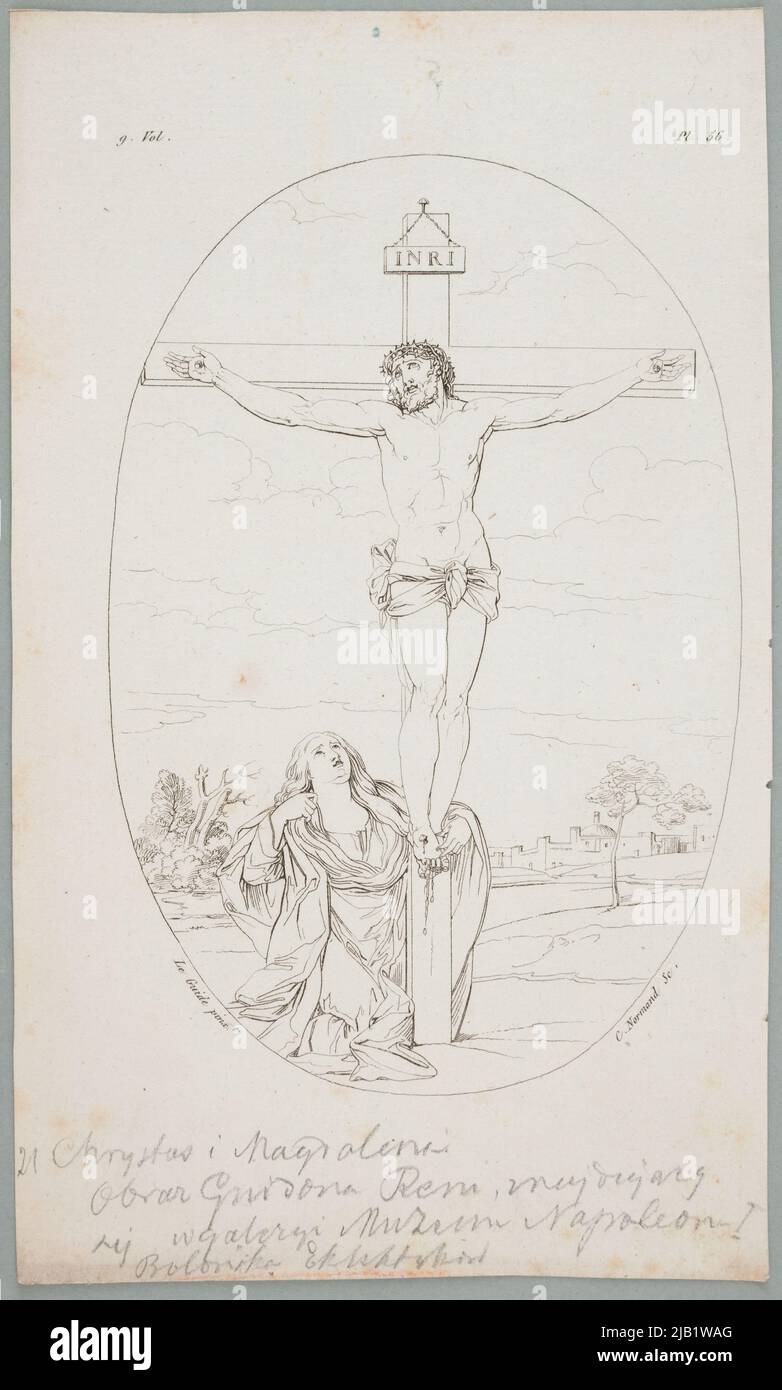 Jesus Christ hanging on the cross and Saint. Mary Magdalene Normand ...